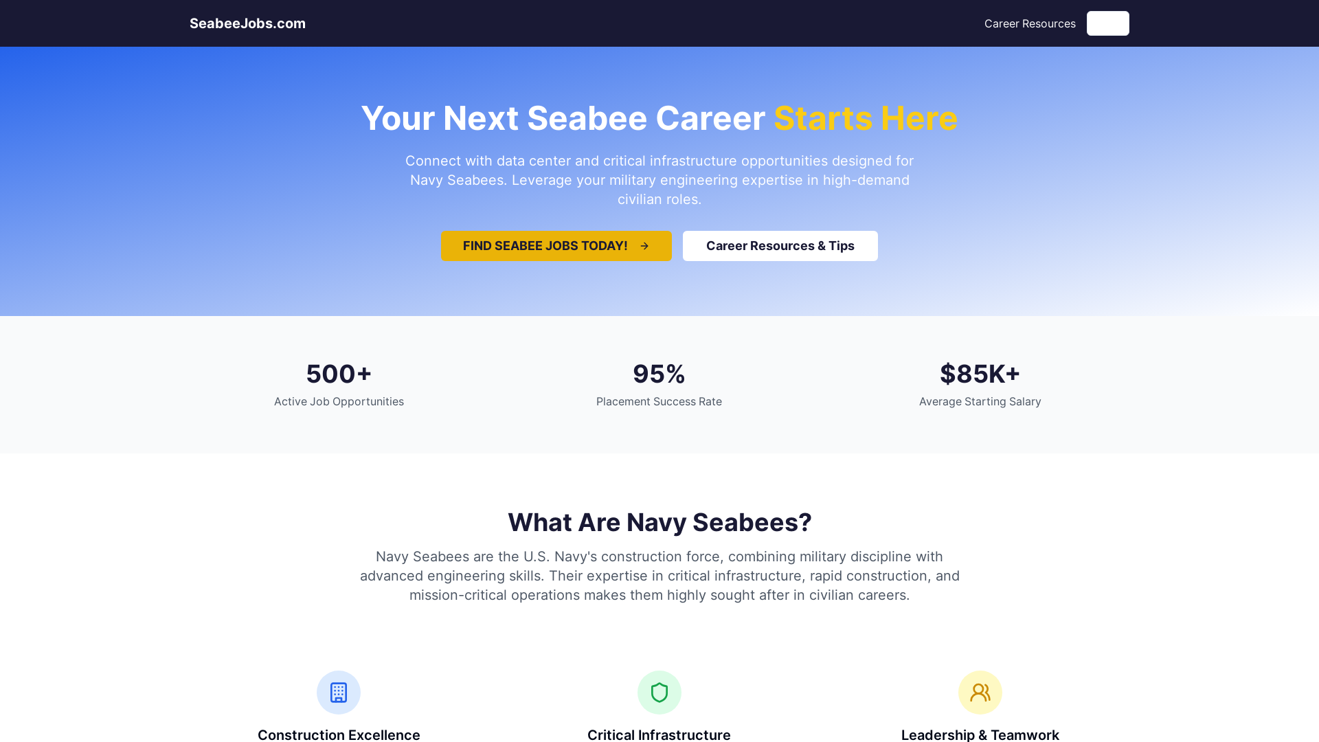 Seabee Jobs - Find Your Next Career in Data Centers & Critical Facilities