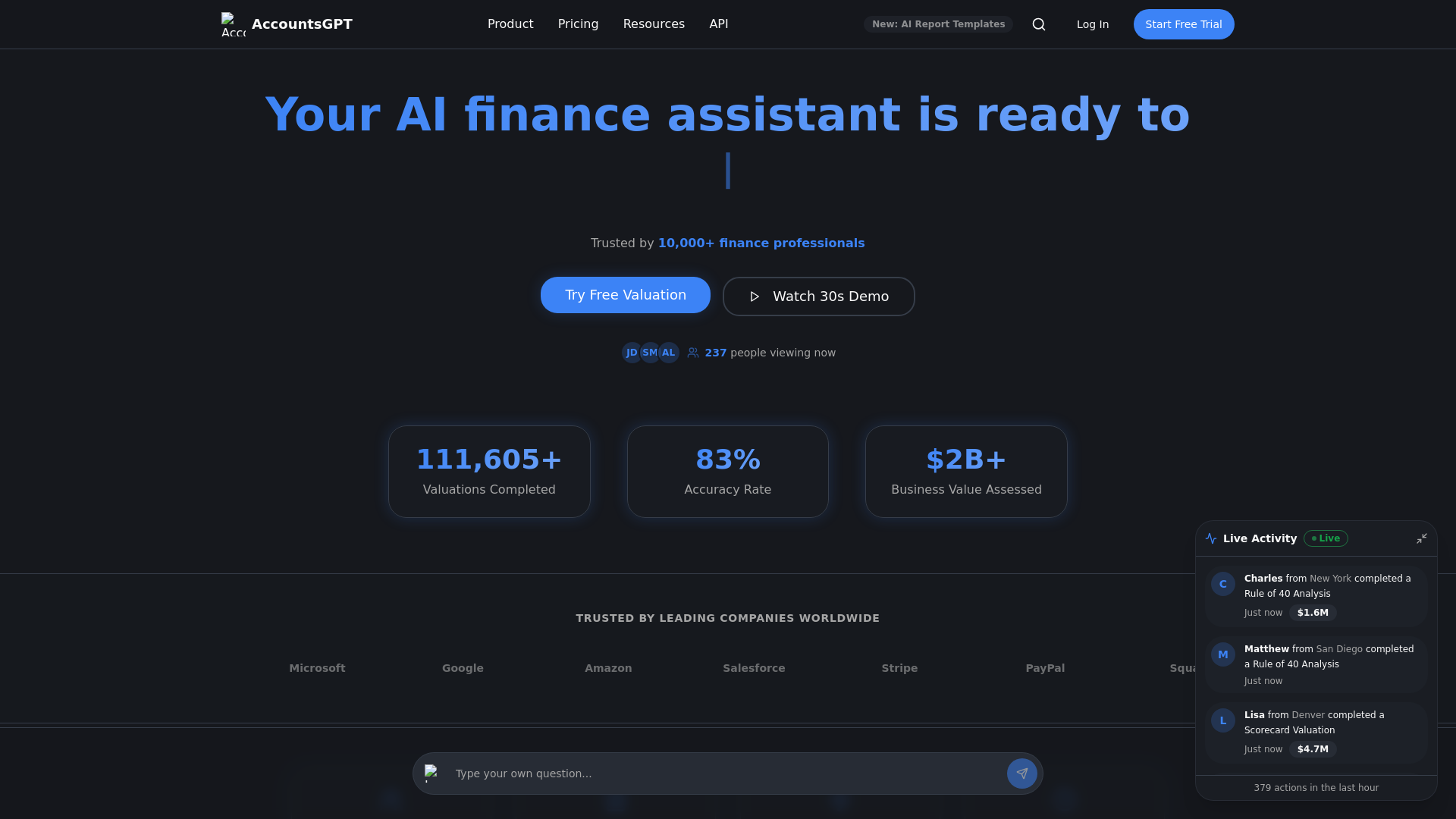 “AI finance assistant that turns your data into instant clarity.”