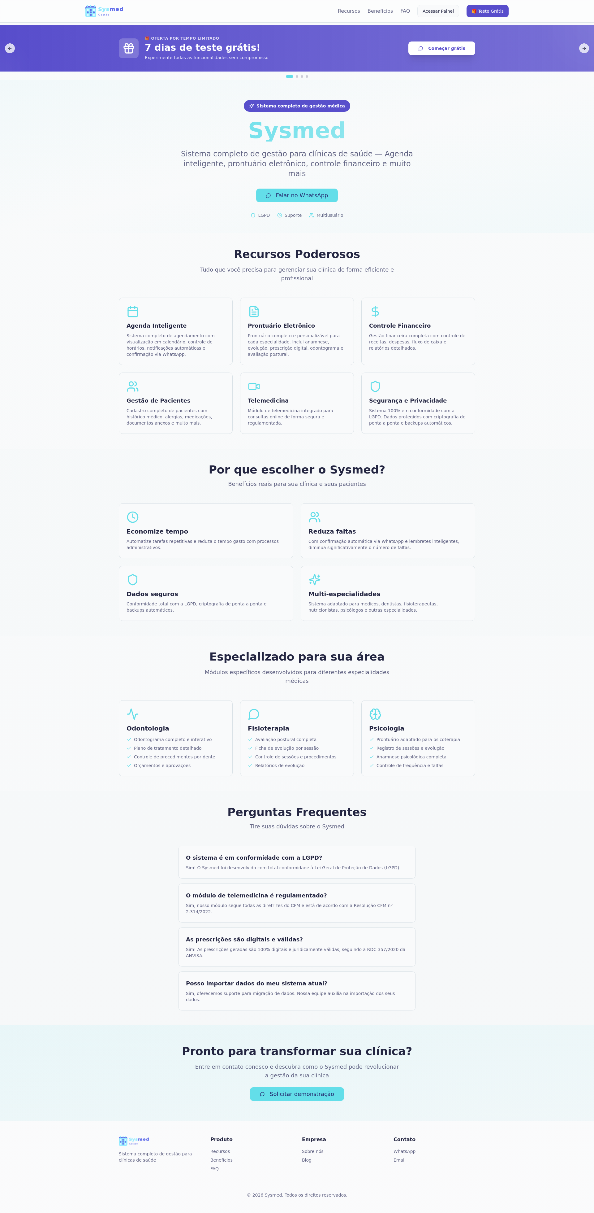 Sysmed - Sistema de Gestão para Clínicas de Saúde