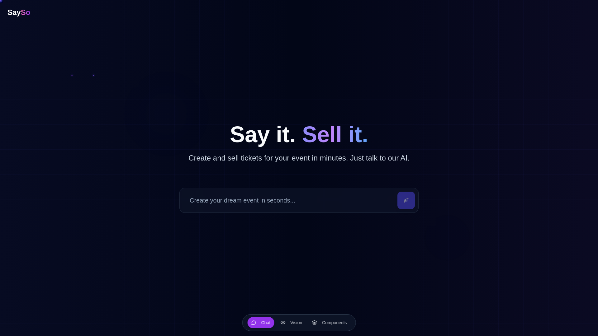 SaySo - AI-Powered Event Creation | Say it. Sell it.