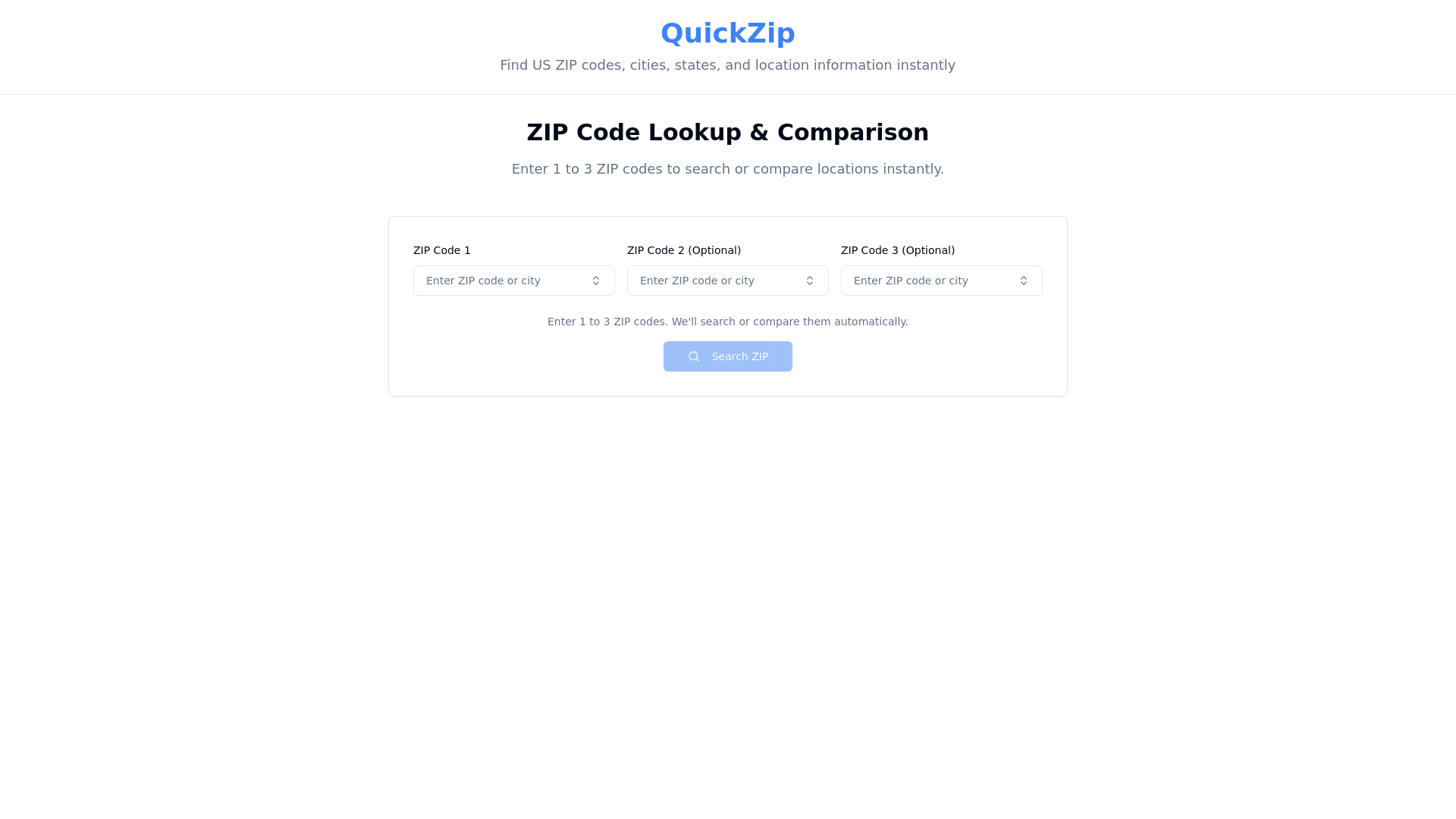 QuickZip - Find US ZIP Codes & Location Information