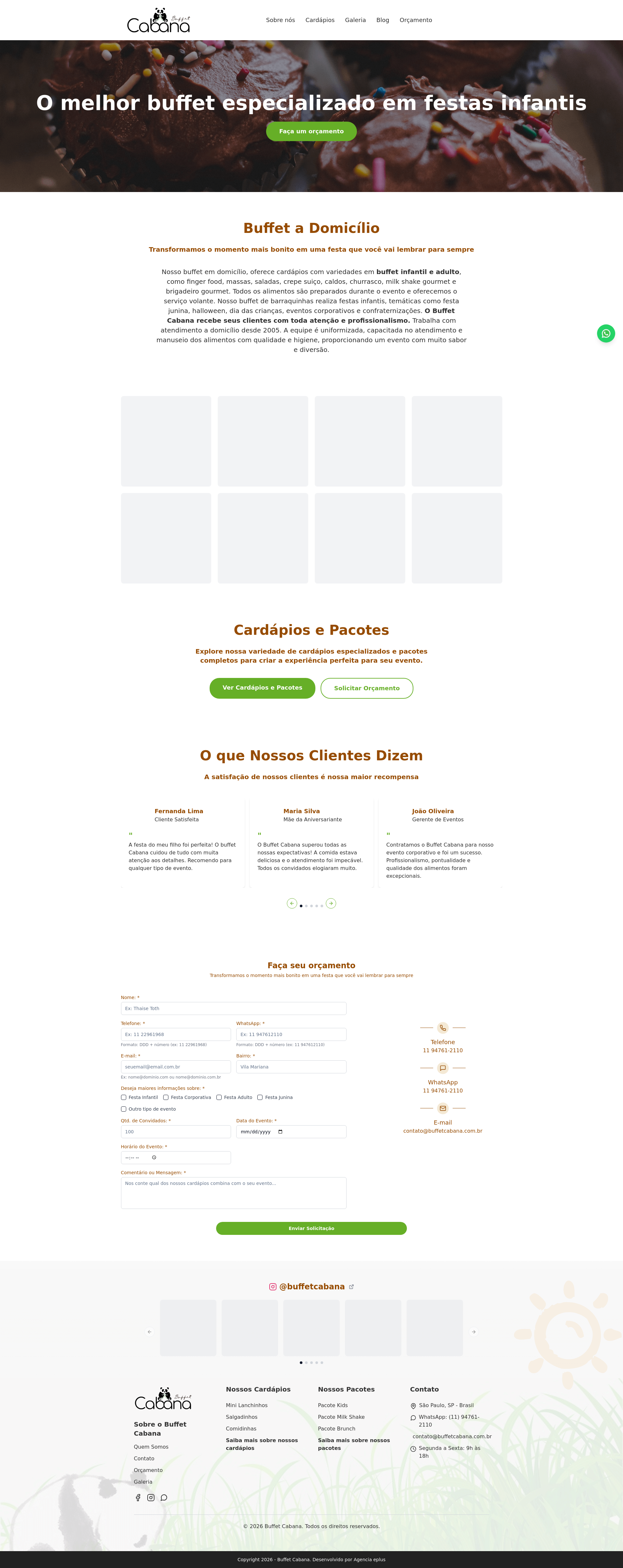 Cardápios Especializados para Eventos | Buffet Cabana | Buffet Cabana