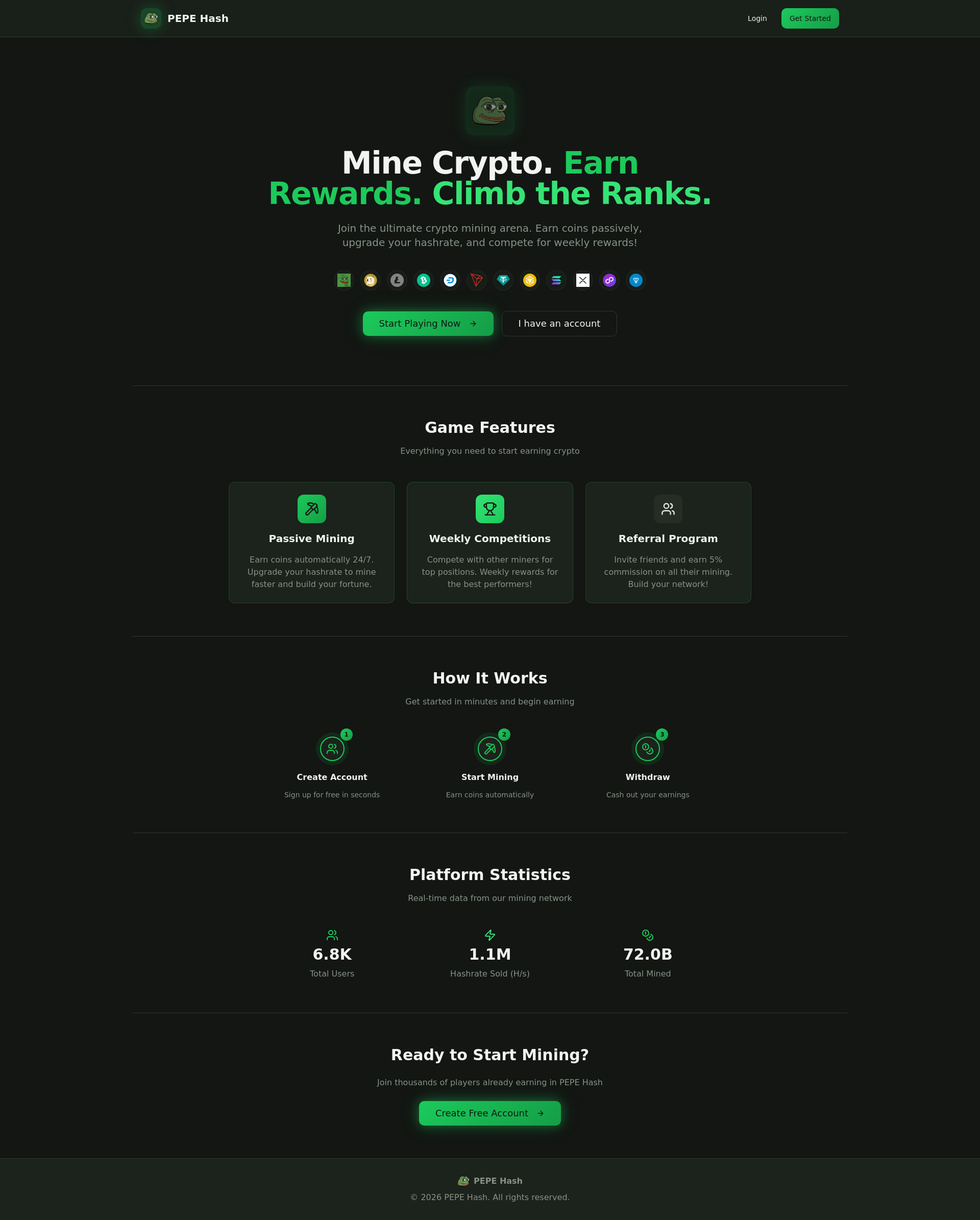 PEPE Hash - Mining Arena