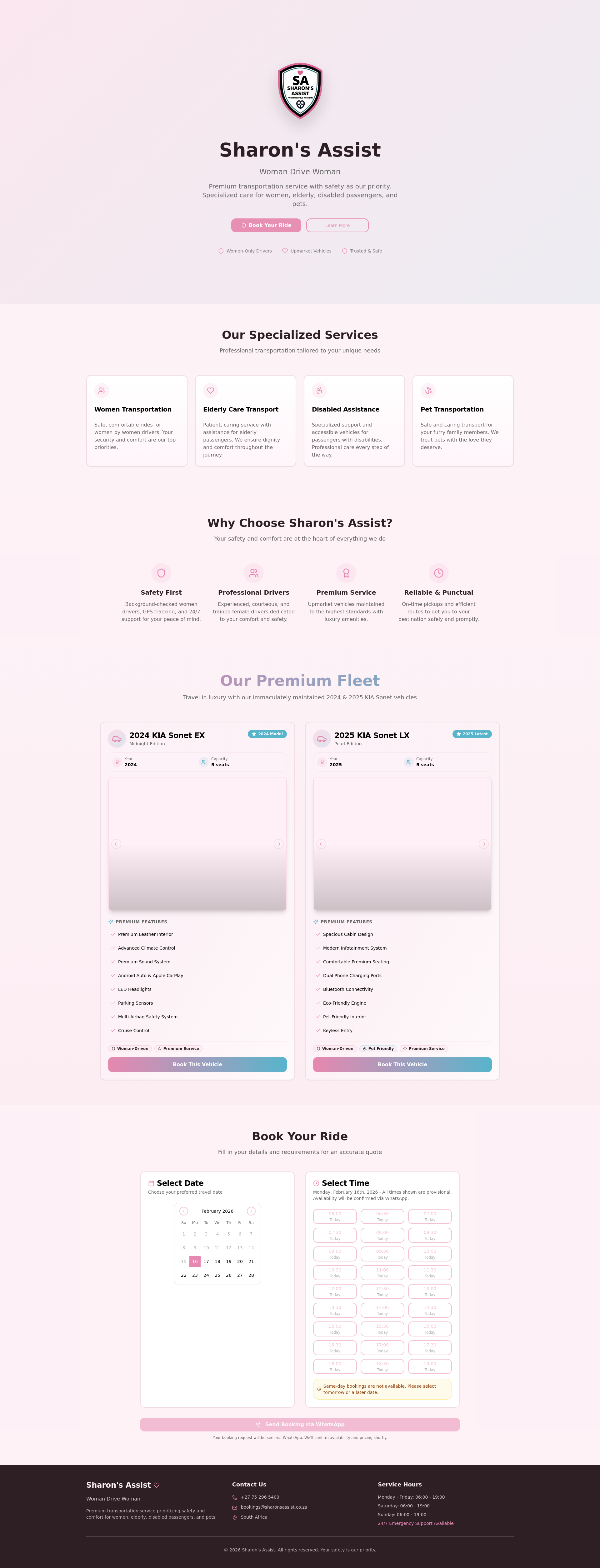 Sharon's Assist | Premium Women-Only Transportation Service