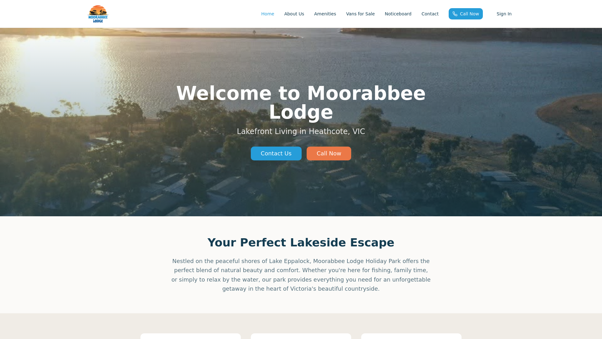 Moorabbee Lodge Holiday Park | Lakefront Living Heathcote VIC