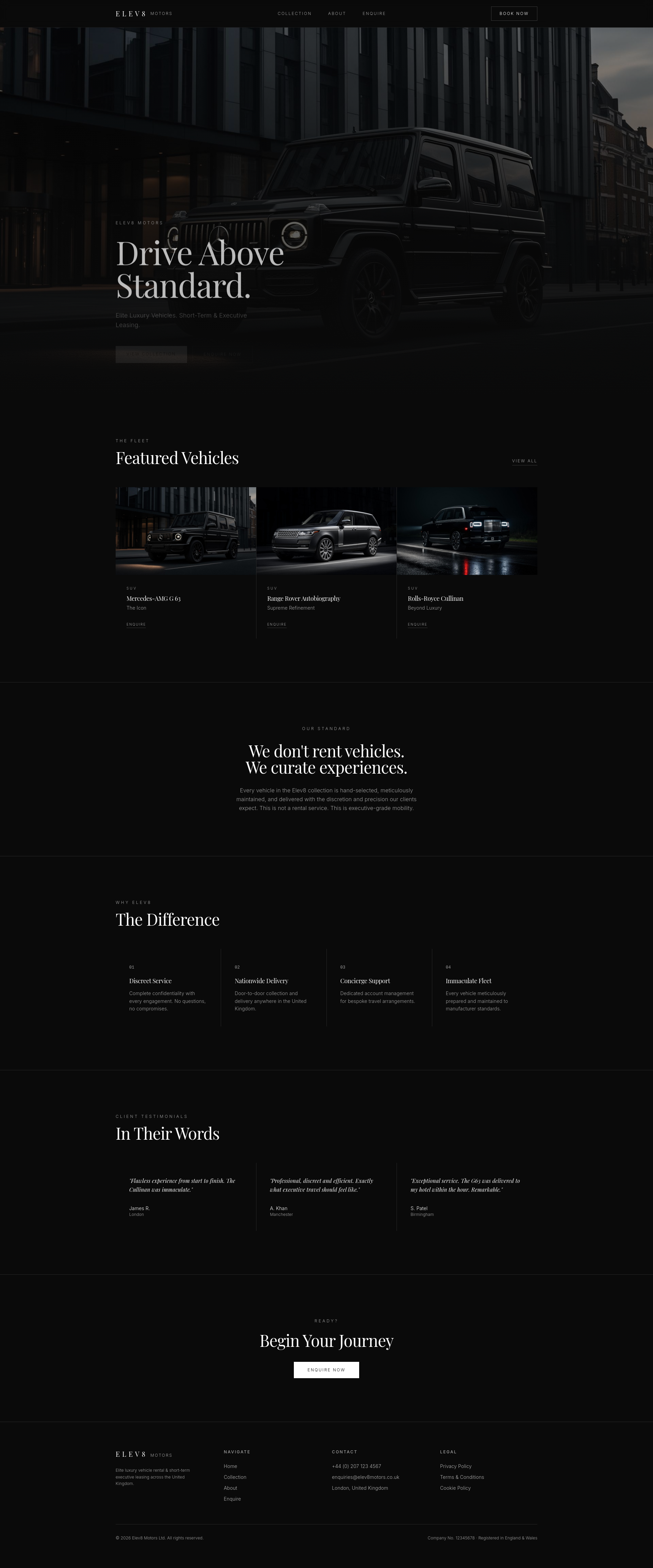 Elev8 Motors | Elite Luxury Vehicle Rental & Executive Leasing