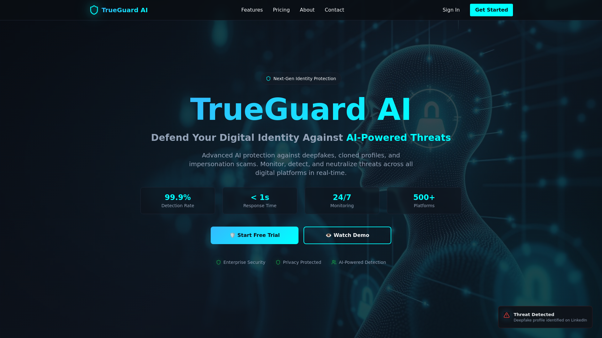 TrueGuard AI - Advanced Identity Protection Platform