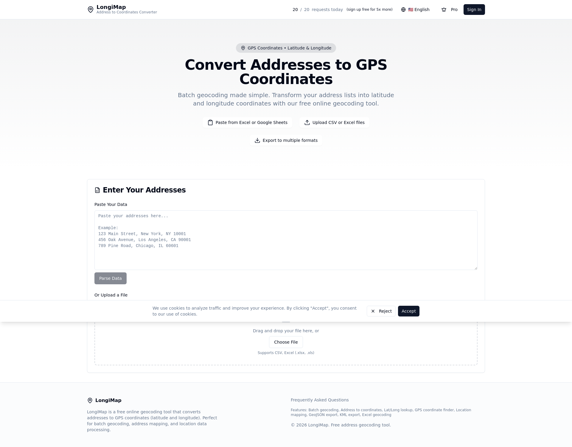 LongiMap - Geocoding Tool | Address to Latitude Longitude Converter