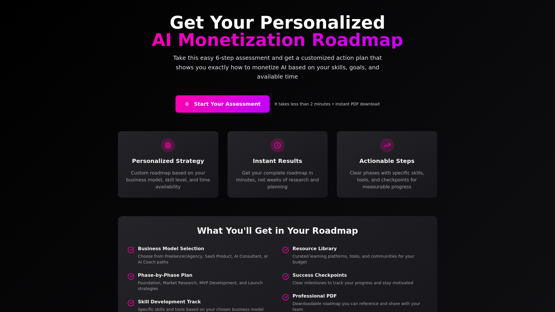 AI Monetization Roadmap Generator | Get Your Personalized Plan