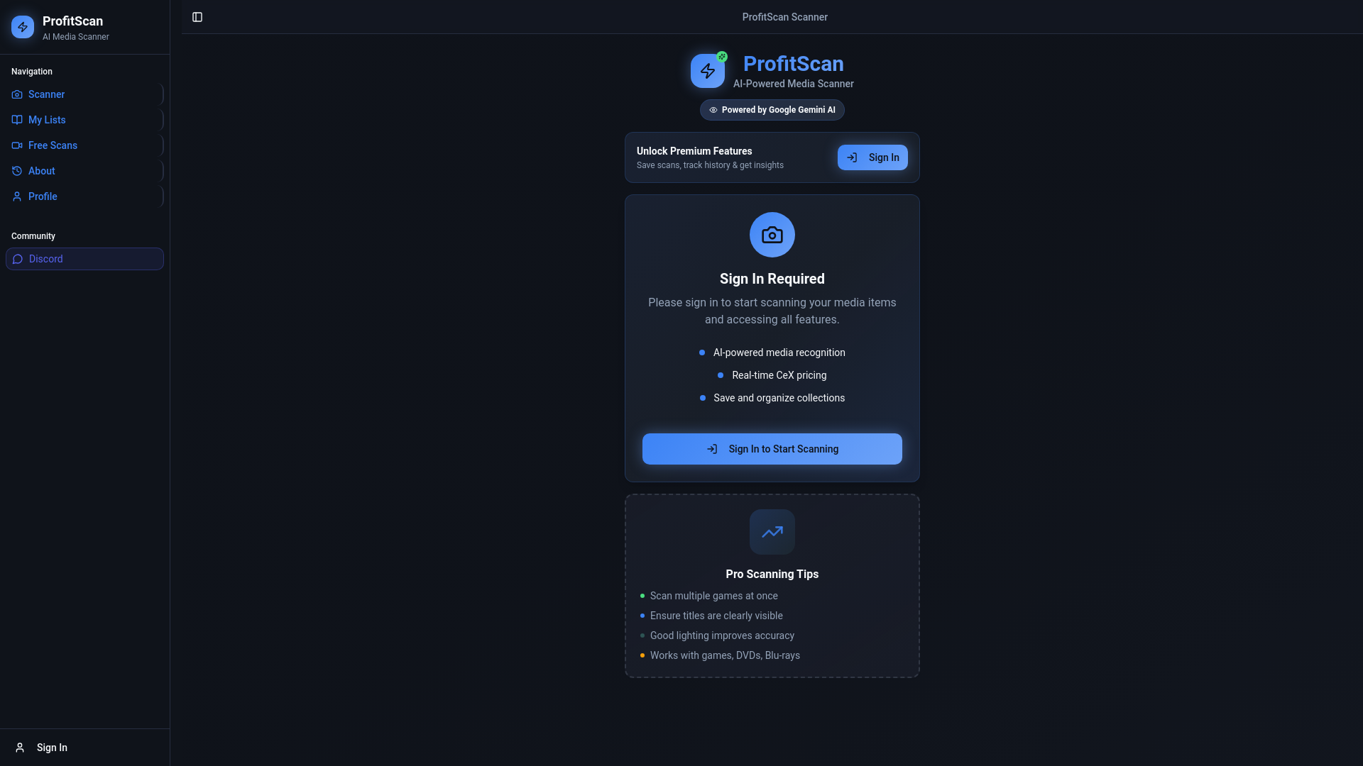 ProfitScan - AI Media Scanner | Check CeX Prices Instantly
