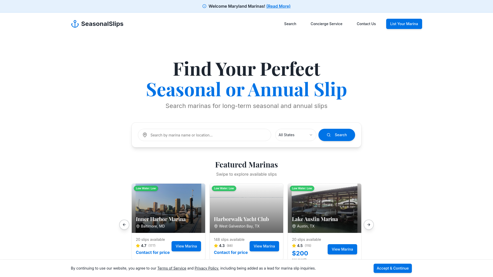 SeasonalSlips - Find Seasonal & Annual Boat Slips at Marinas