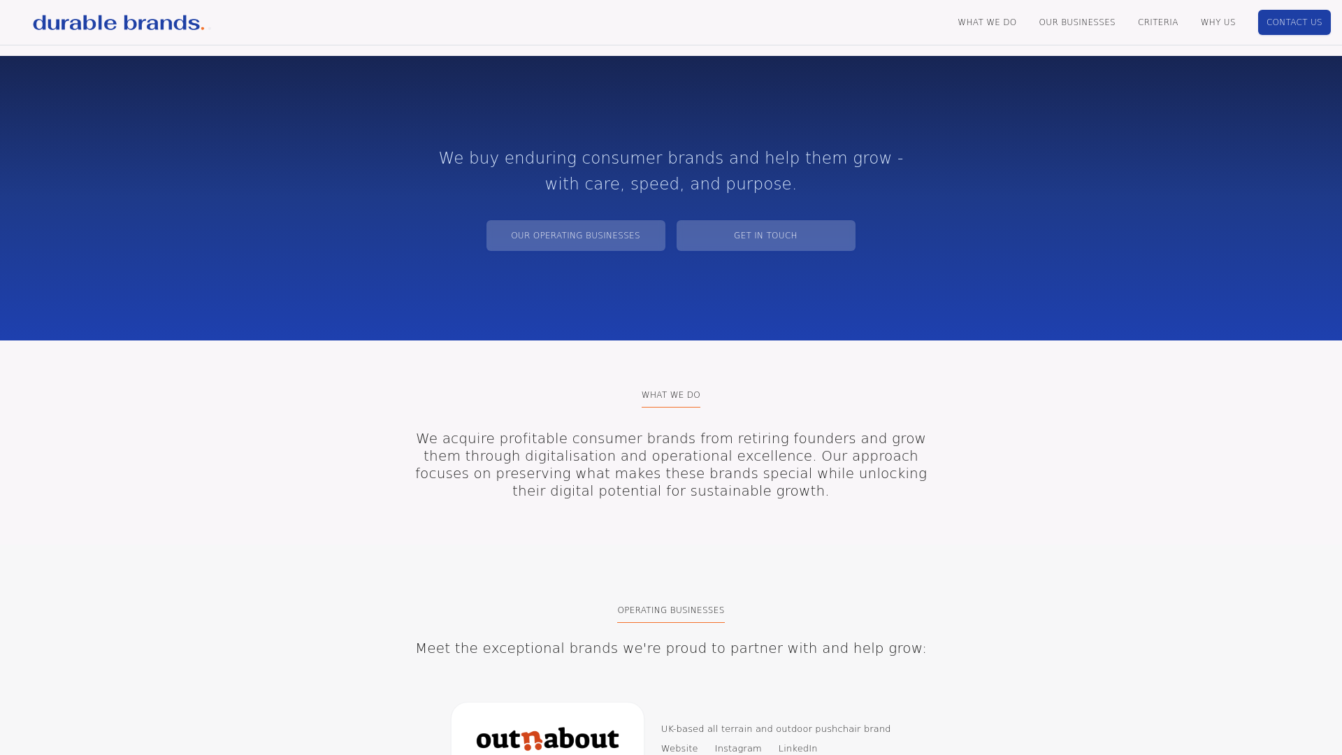 Durable - We buy enduring consumer brands and help them grow