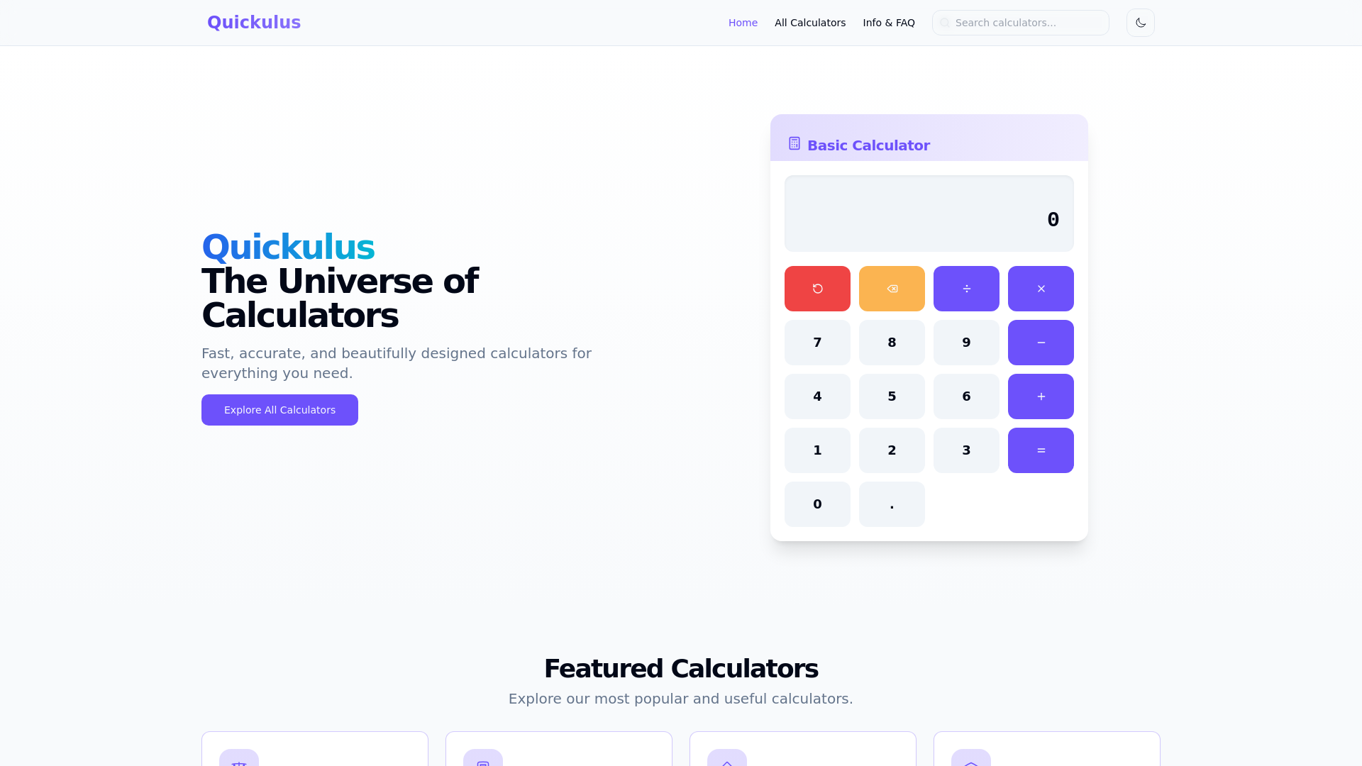 Quickulus | The Universe of Calculators