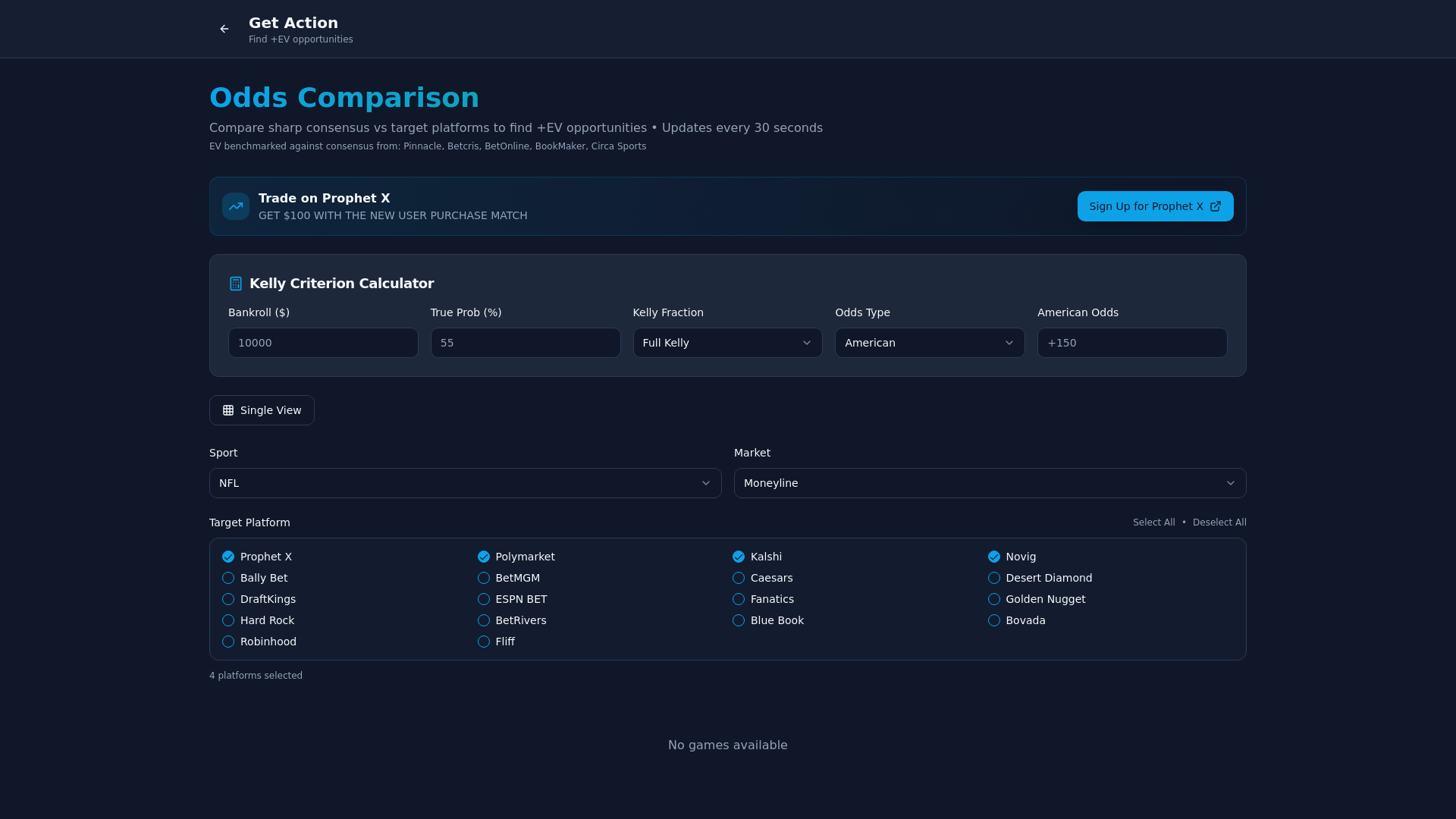 Get Action - NBA Odds Comparison & +EV Betting Opportunities