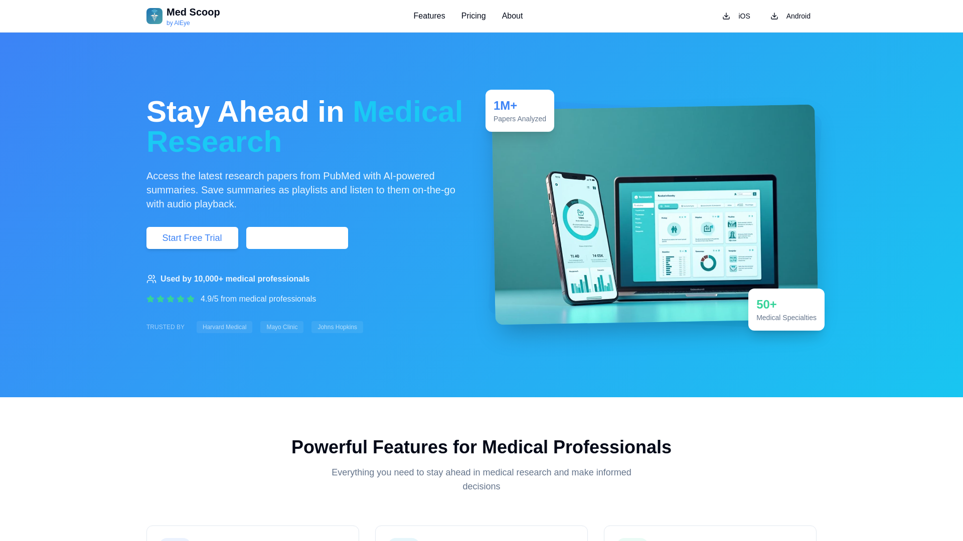 Med Scoop - AI-Powered Medical Research Platform by AlEye