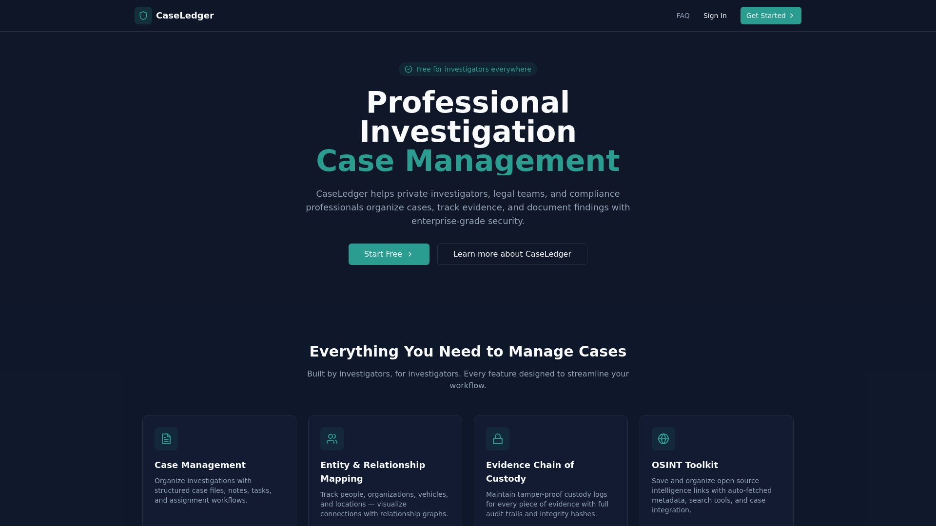 CaseLedger — Case Management for Investigators