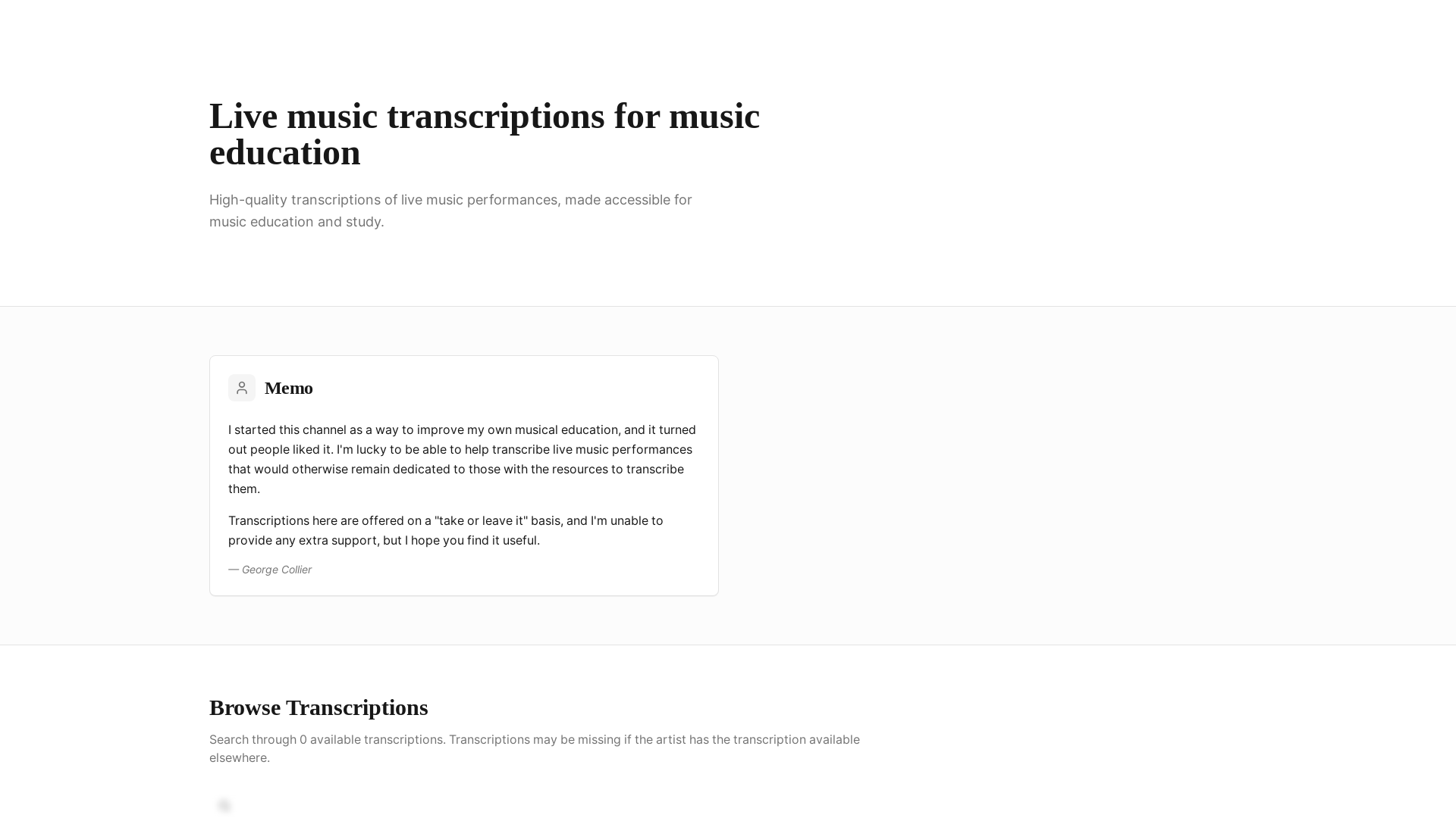 George Collier Music - Live Music Transcriptions