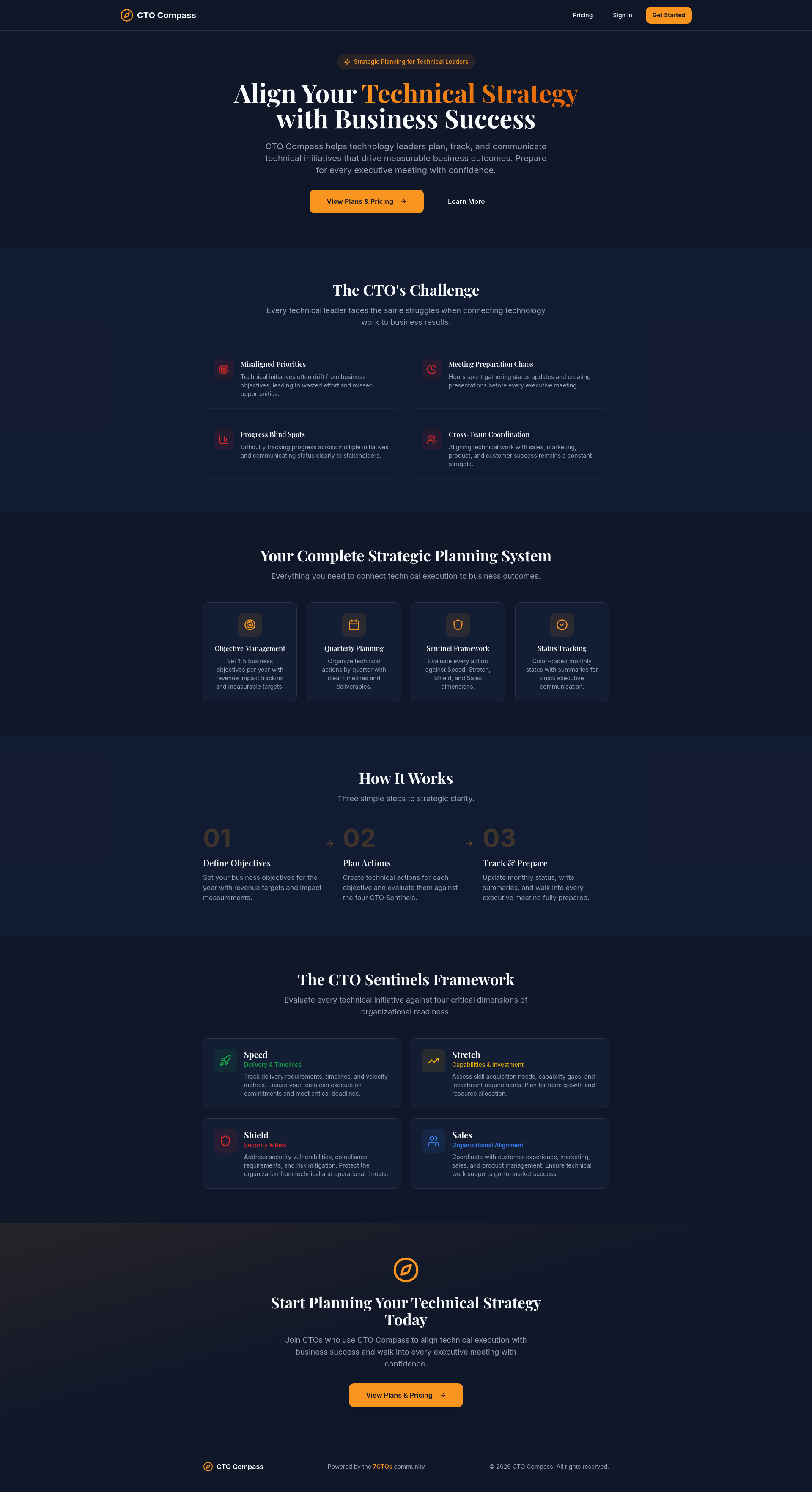 CTO Compass - Strategic Planning Dashboard