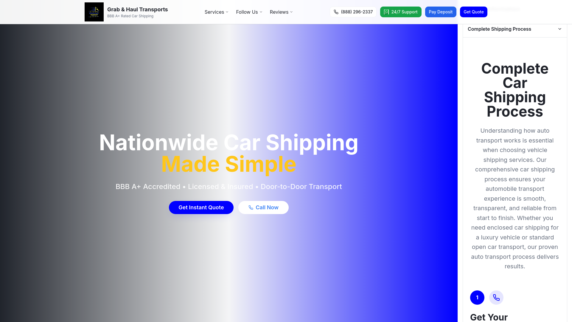 Nationwide Car Shipping | BBB A+ | Grab & Haul Transports