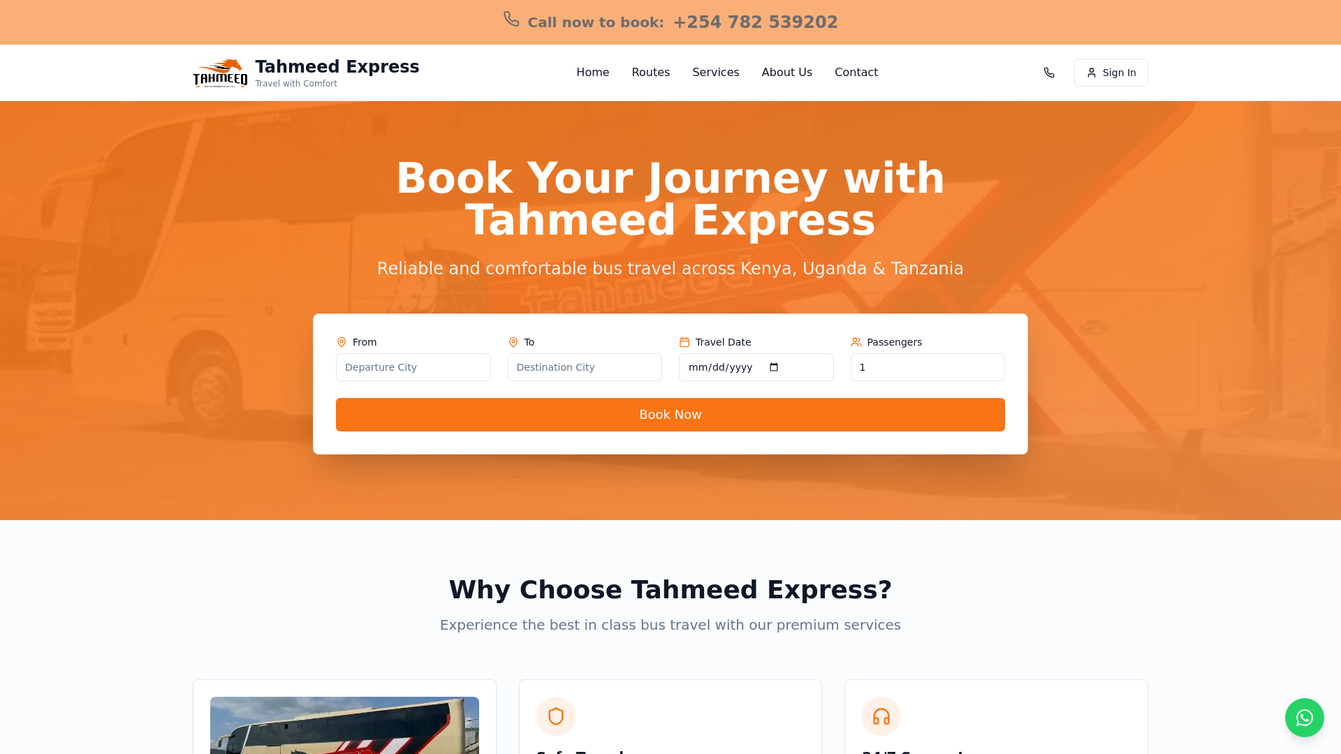 Tahmeed Express - Reliable Bus Travel Across East Africa