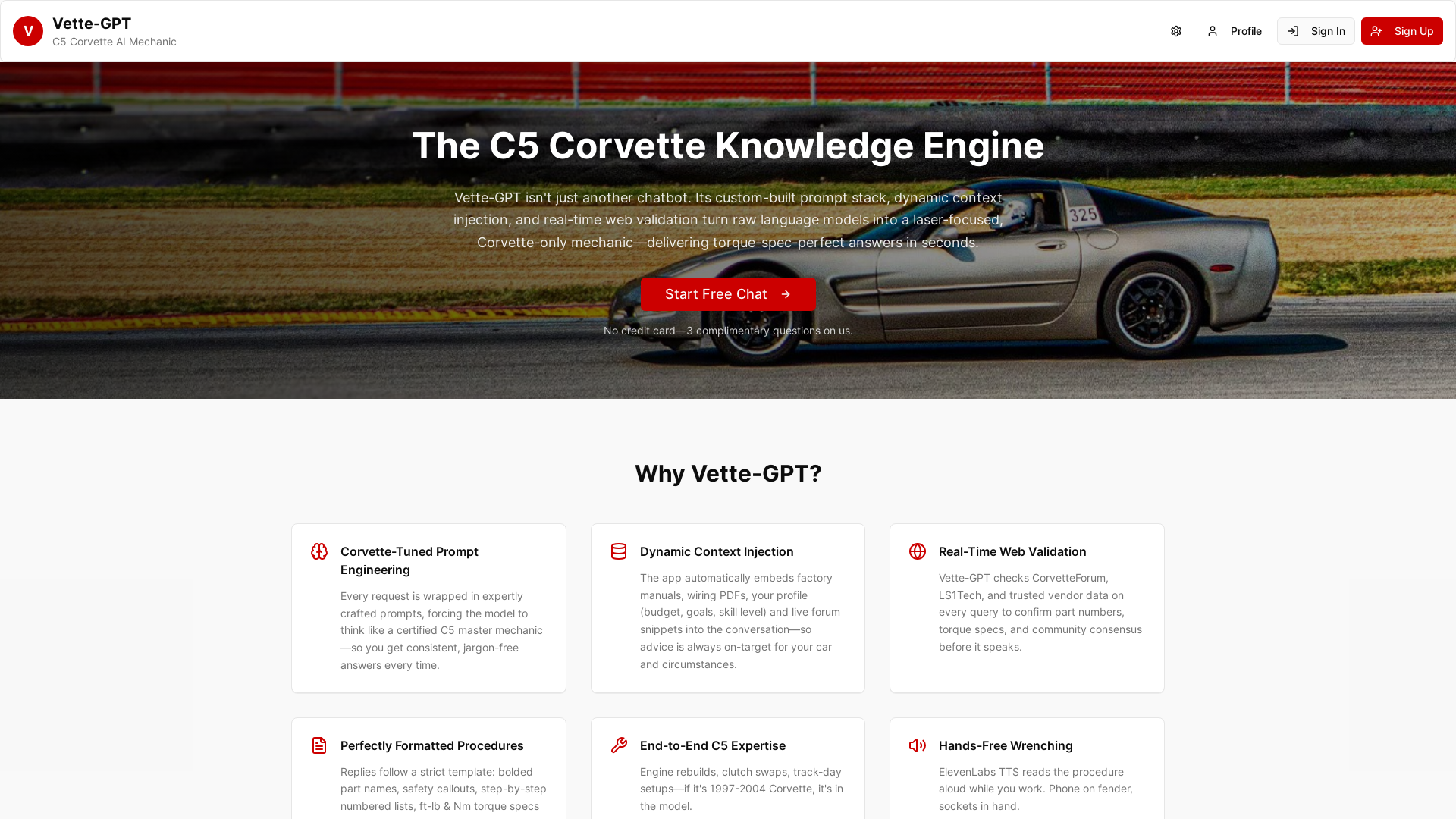 Vette-GPT | AI Mechanic for C5 Corvette Repair & Upgrades