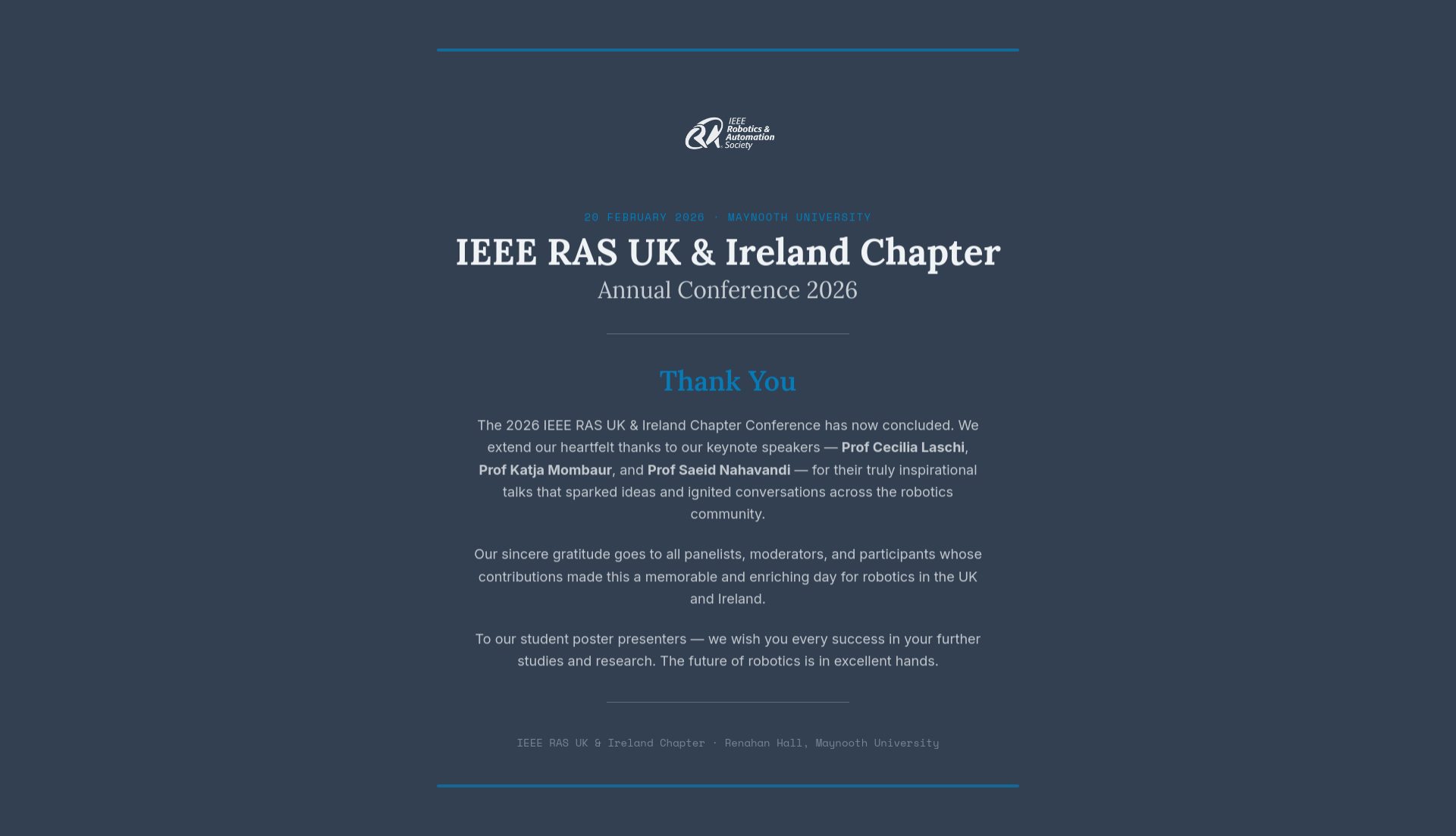 IEEE RAS UK & Ireland Chapter Annual Conference 2026 | Maynooth University