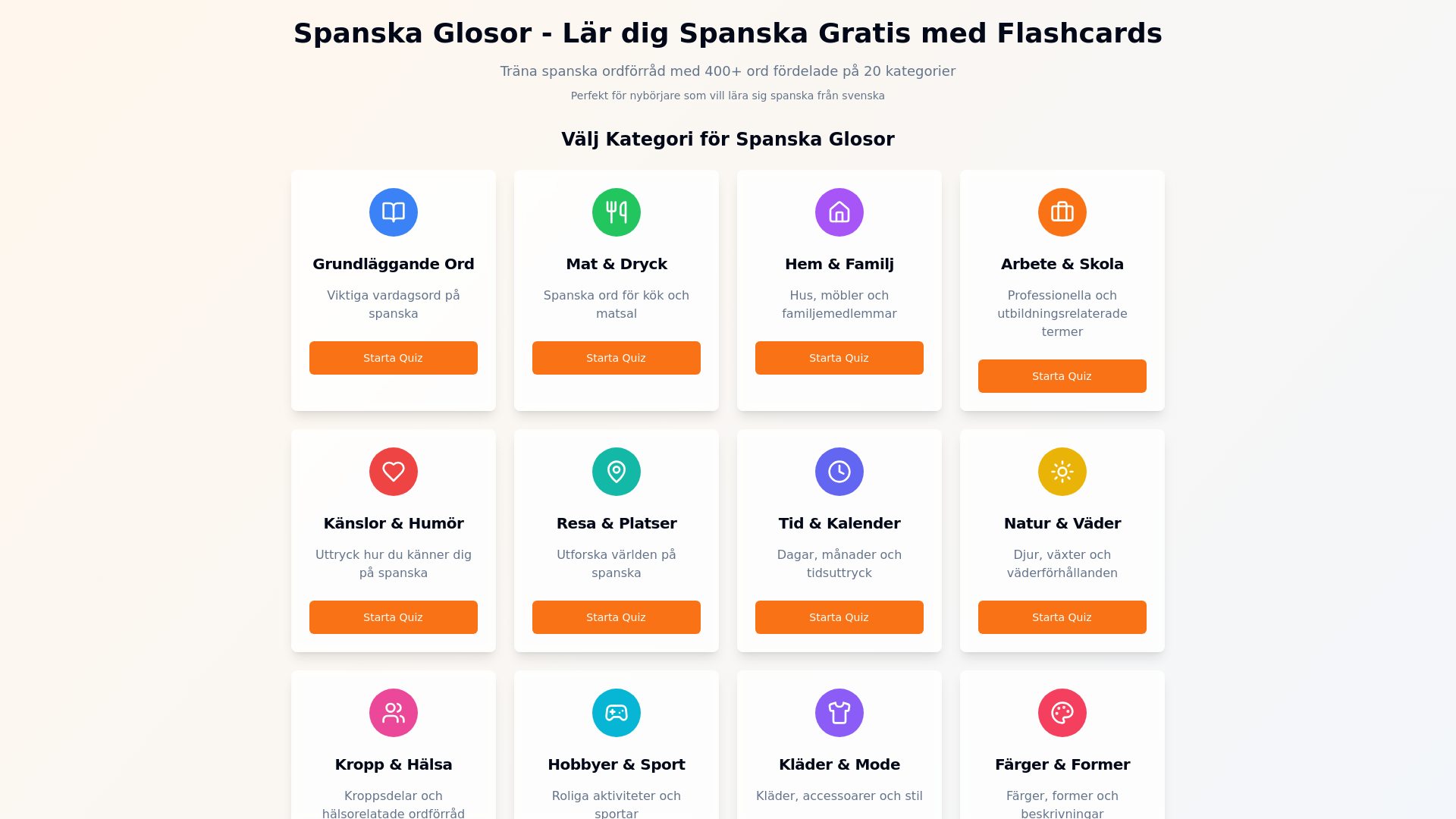 Spanska Glosor Gratis | Lär dig Spanska med Flashcards Svenska