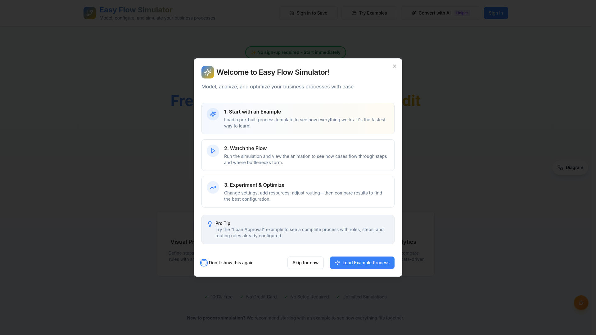 Free Process Simulator - Model Business Workflows | No Credit Card Required