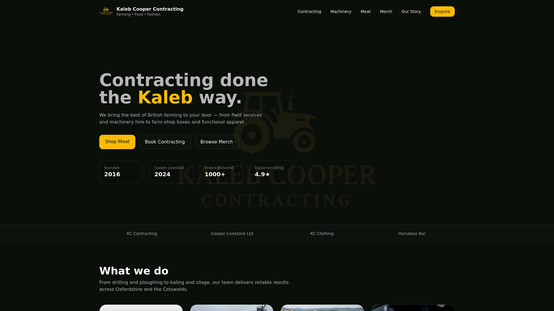 Kaleb Cooper Enterprises | Agricultural Contracting, Farm Shop & Clothing
