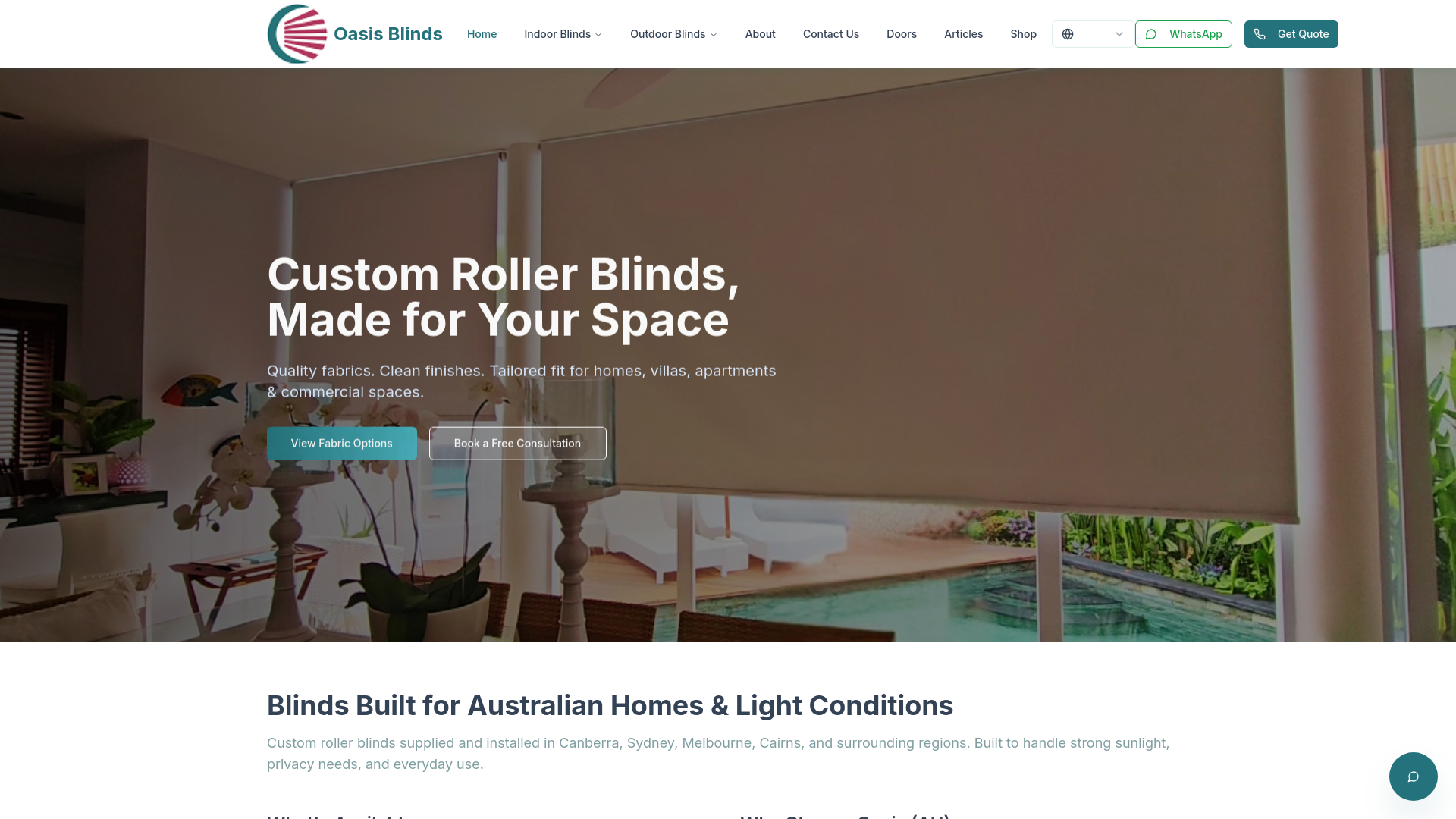 Oasis Blinds - Premium Window Coverings & Outdoor Shading Solutions ...