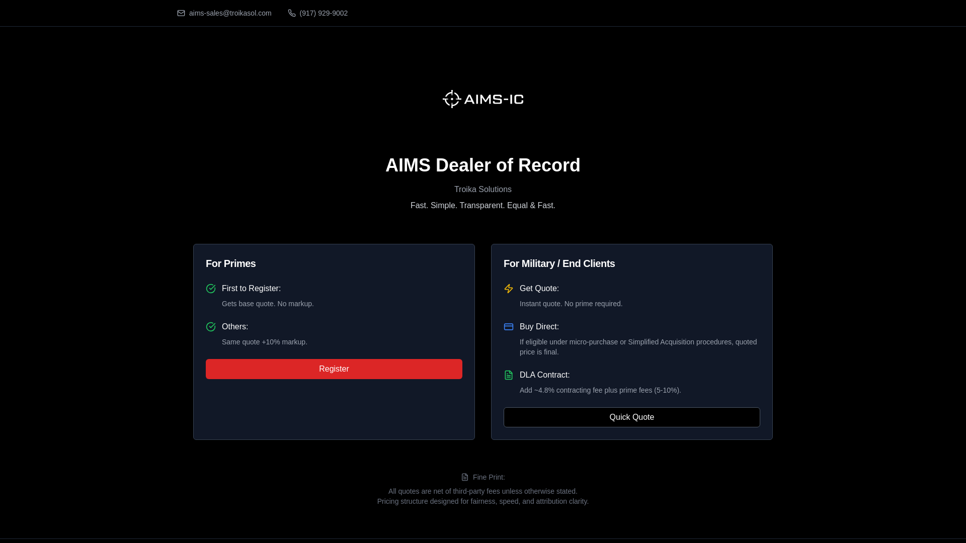 AIMS-IC Quote Calculator