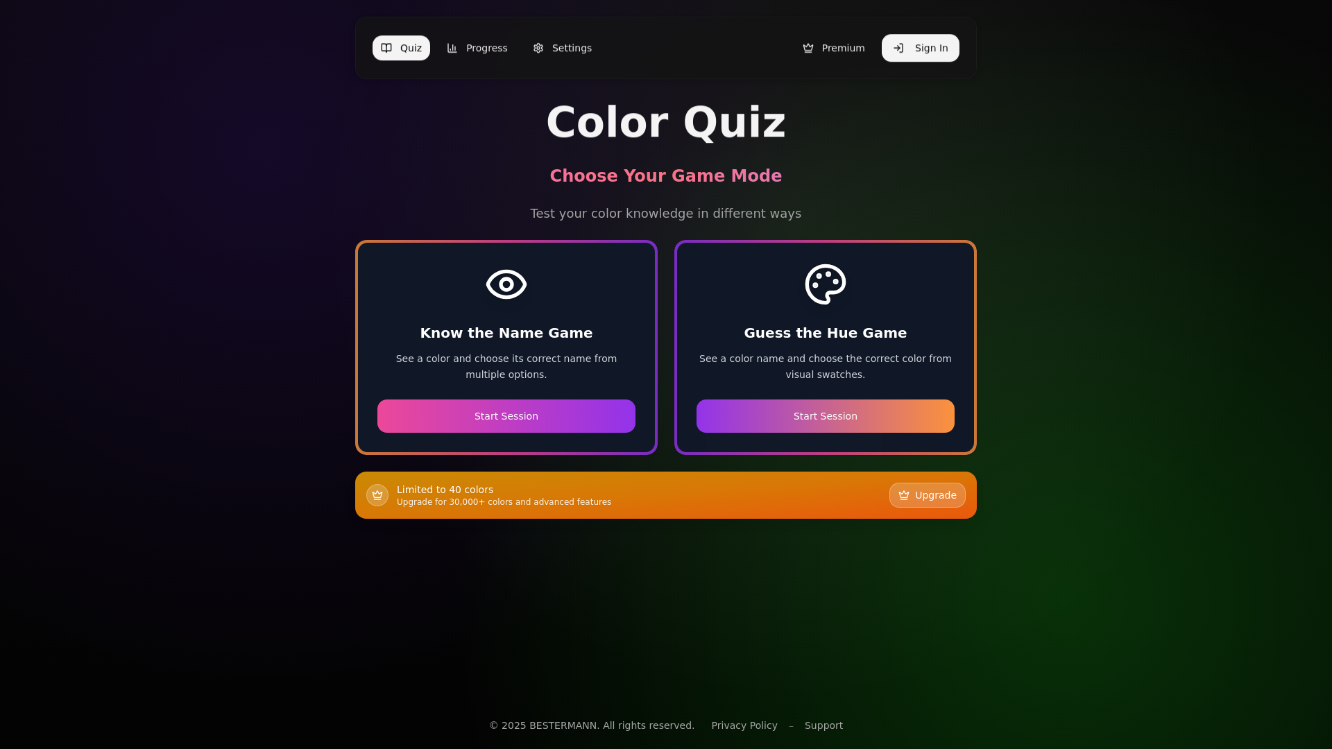 Color Quiz - Interactive Color Learning Game for Designers