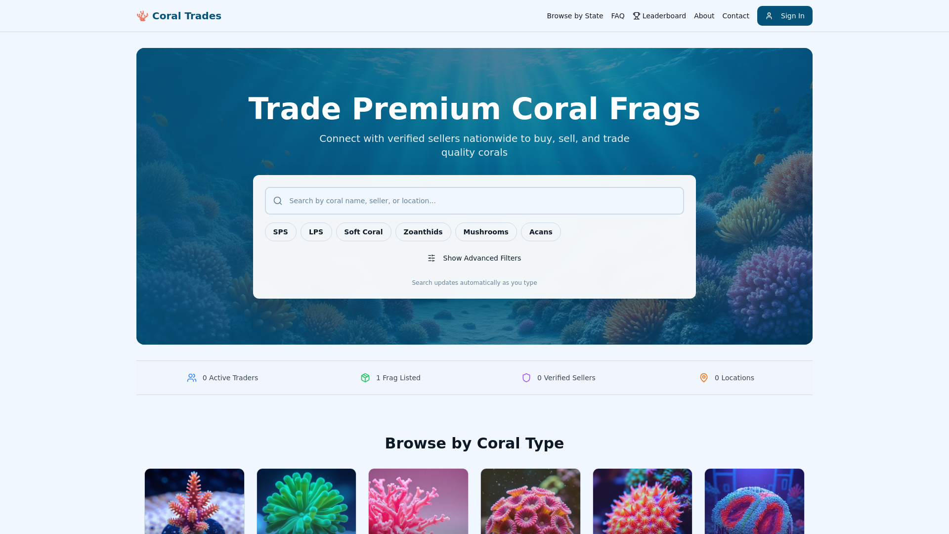 Coral Trades - Buy, Sell & Trade Premium Saltwater Corals