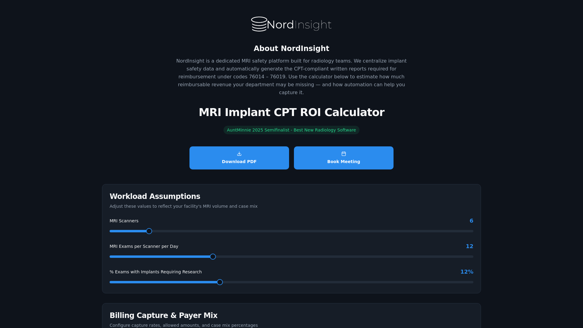 MRI Implant CPT ROI Calculator | NordInsight