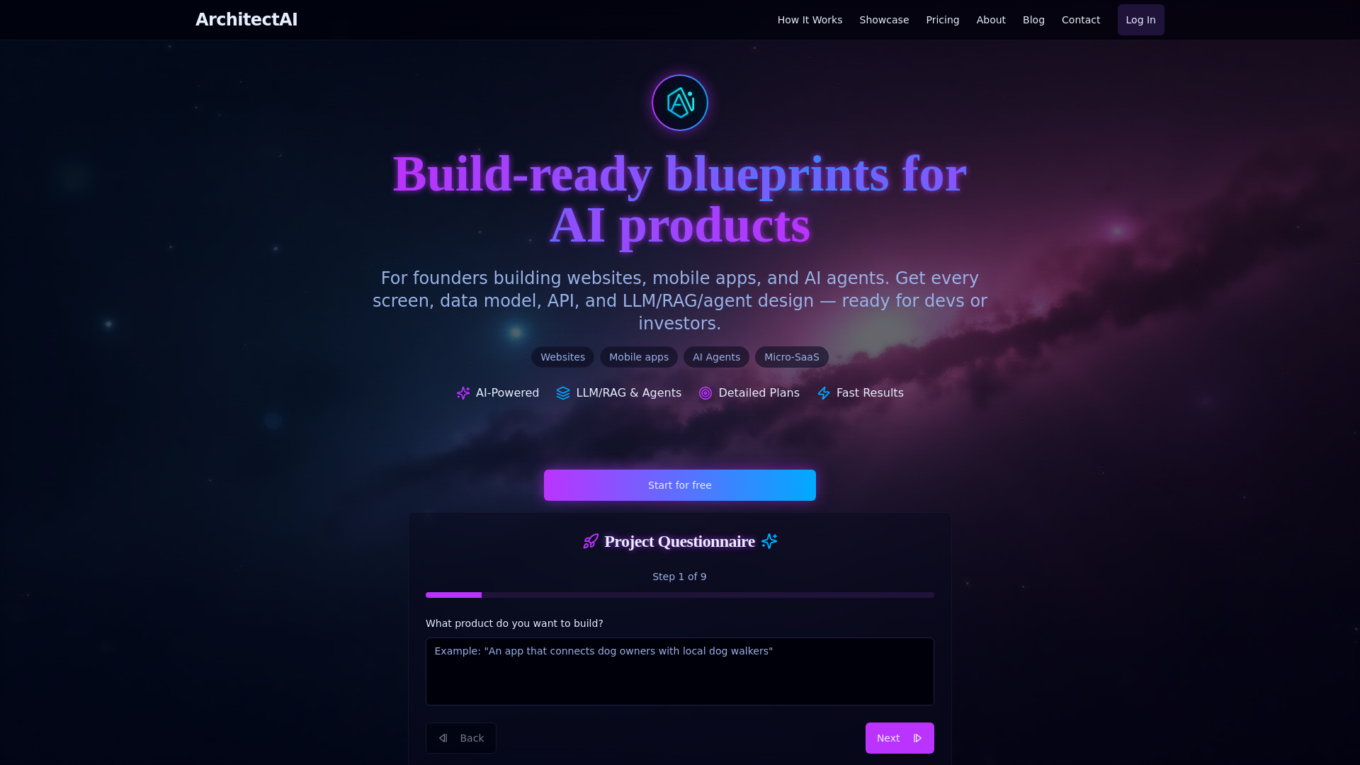 ArchitectAI | AI Product Blueprint Generator