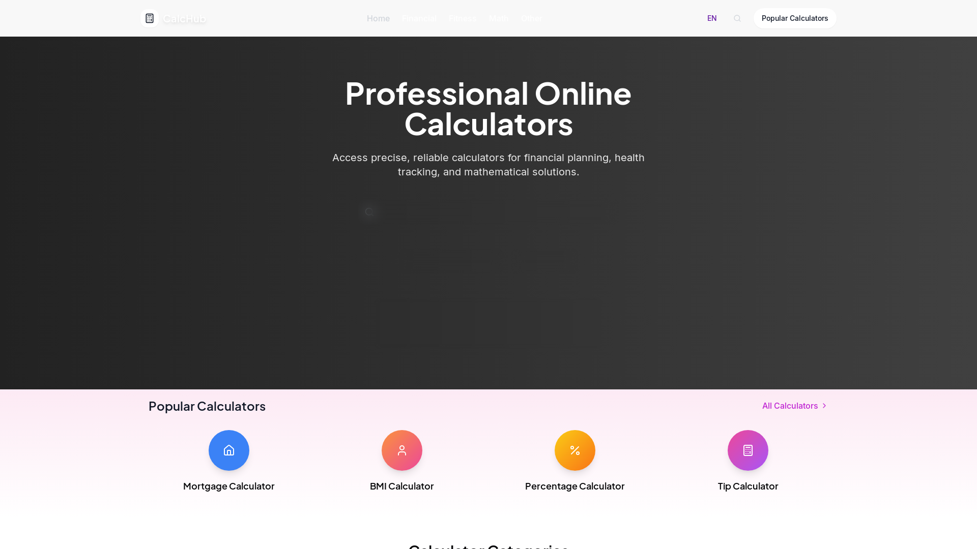 Quick Calc Hub – Free Online Calculators for BMI, Loans & More