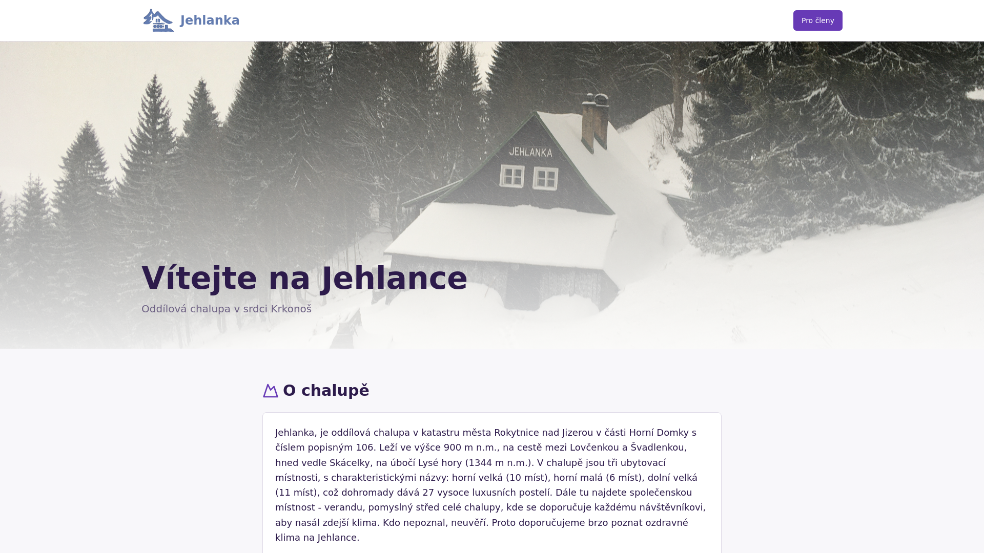 Jehlanka - Oddílová chalupa v Rokytnici nad Jizerou