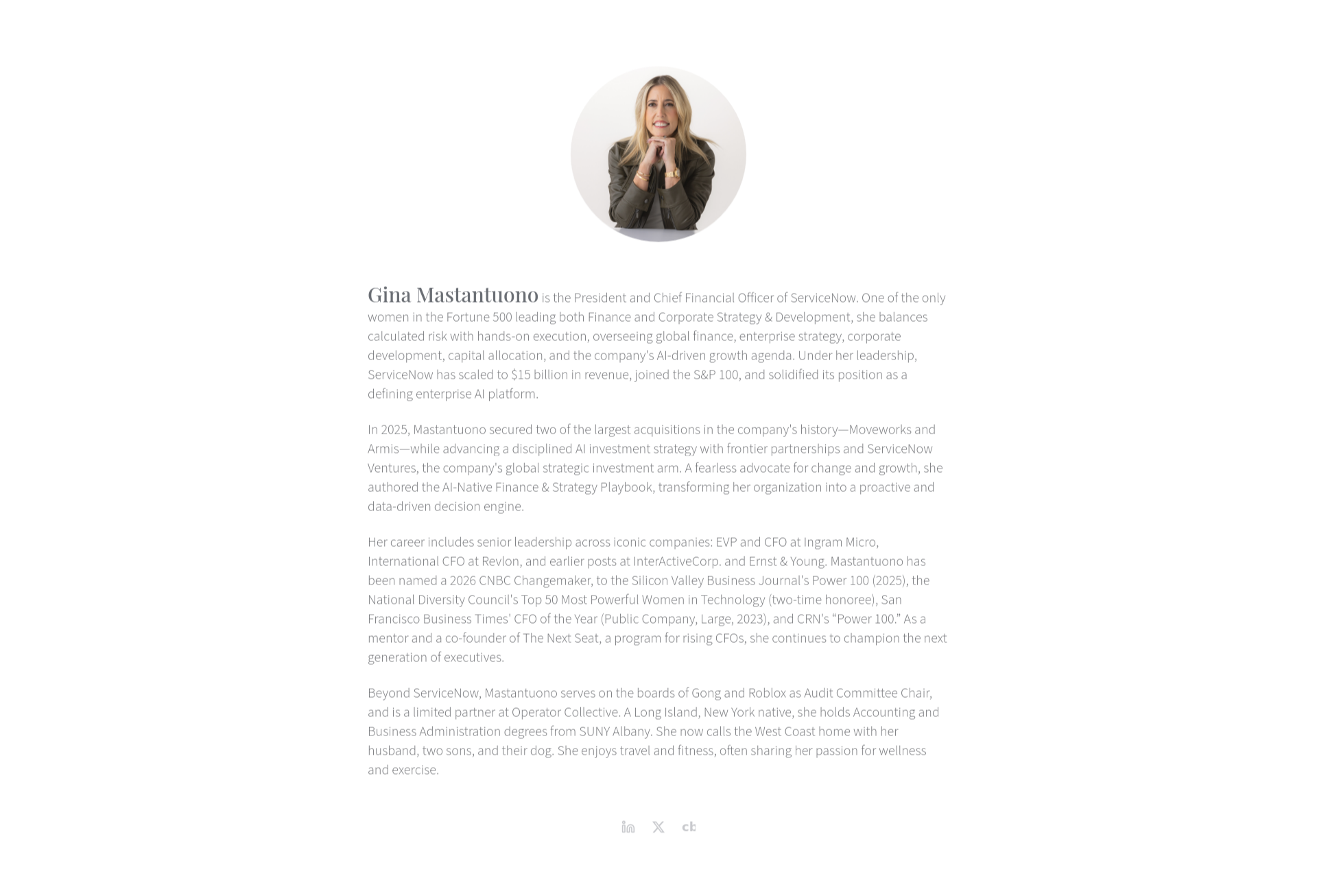 Gina Mastantuono | President & CFO, ServiceNow