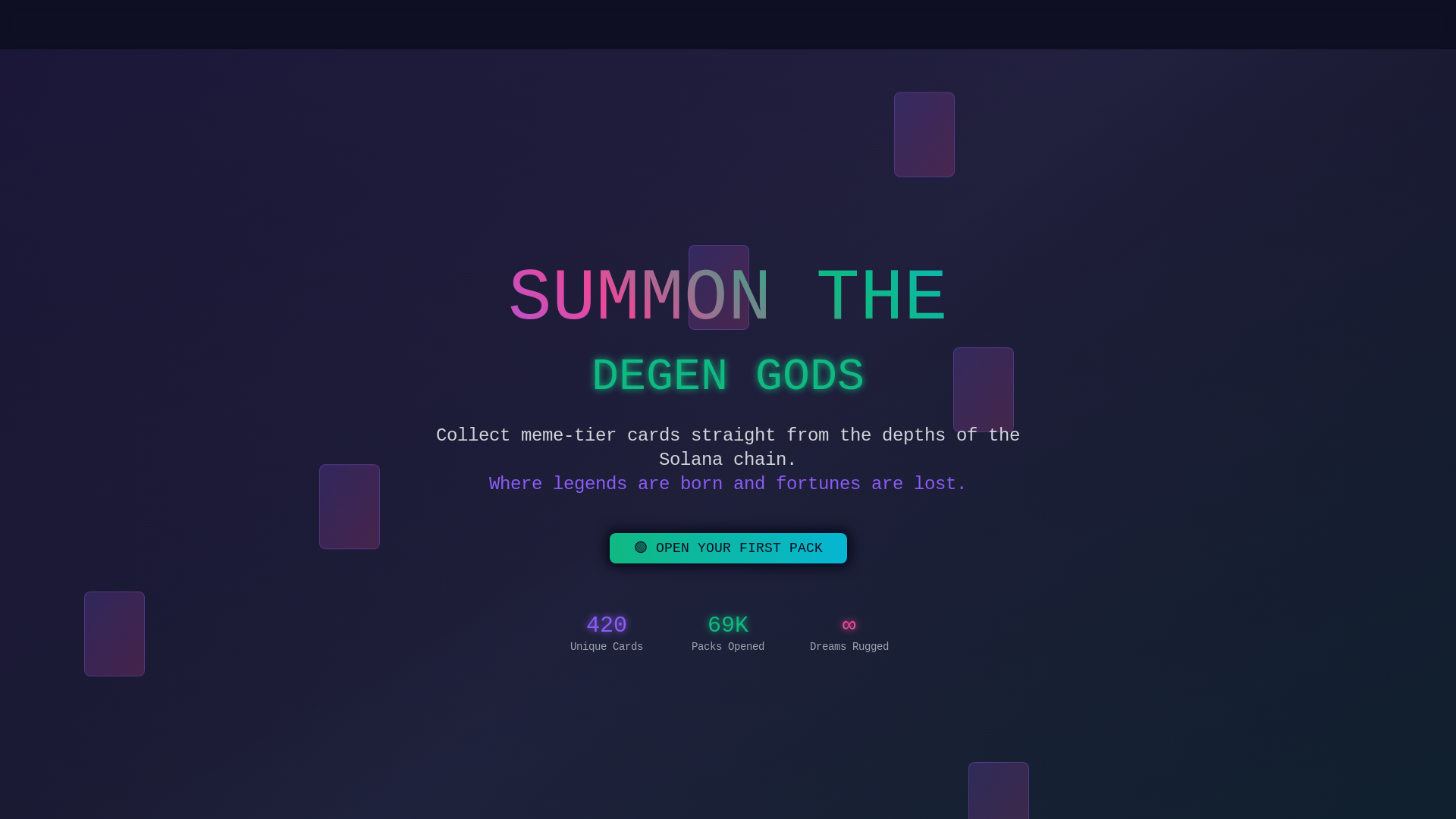 Trench Trading Cards - Satirical Solana Degen Collection