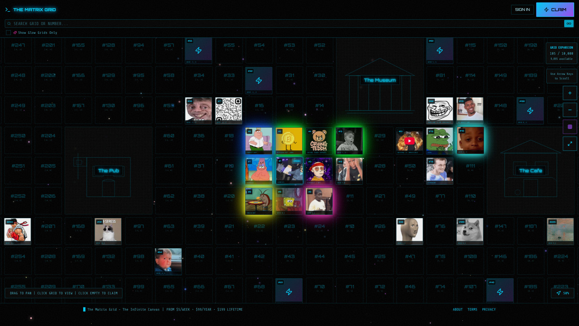 The Matrix Grid - Retro-Futuristic Infinite Canvas