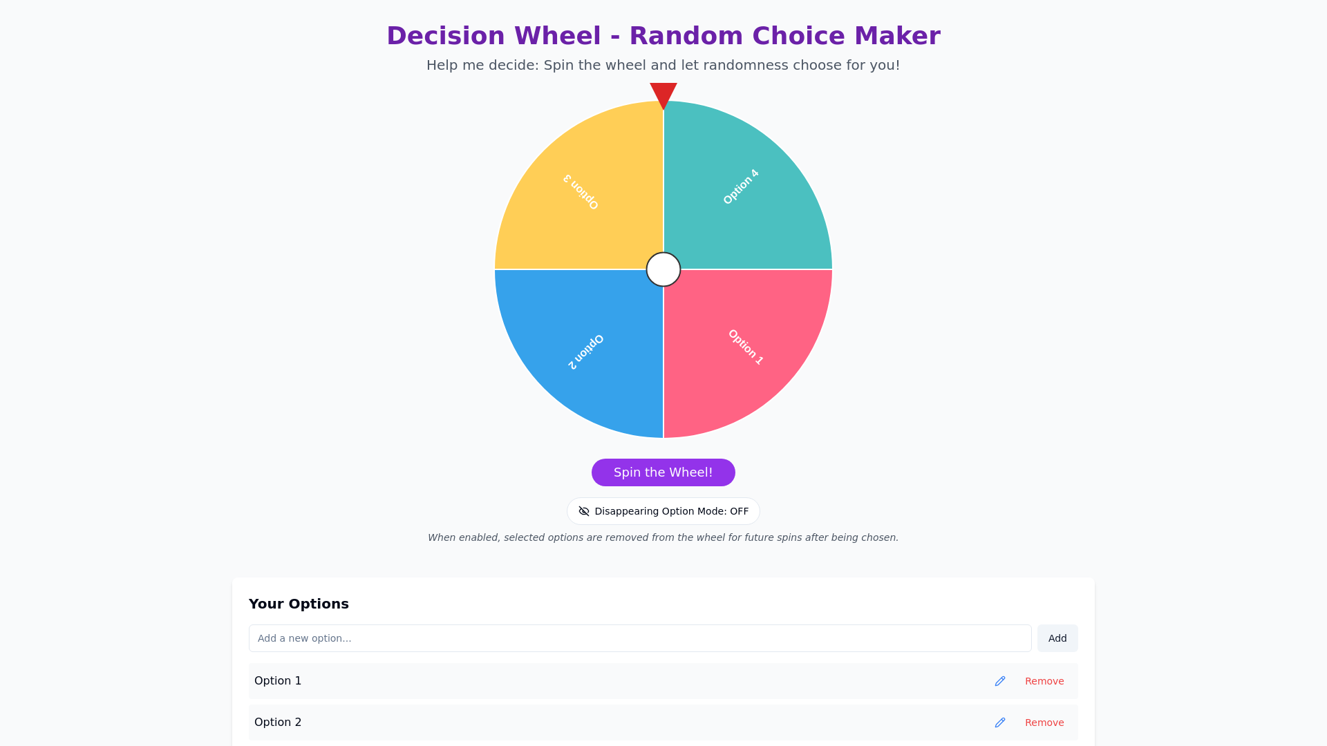 Decision Wheel: Free Random Choice Maker | Help Me Decide