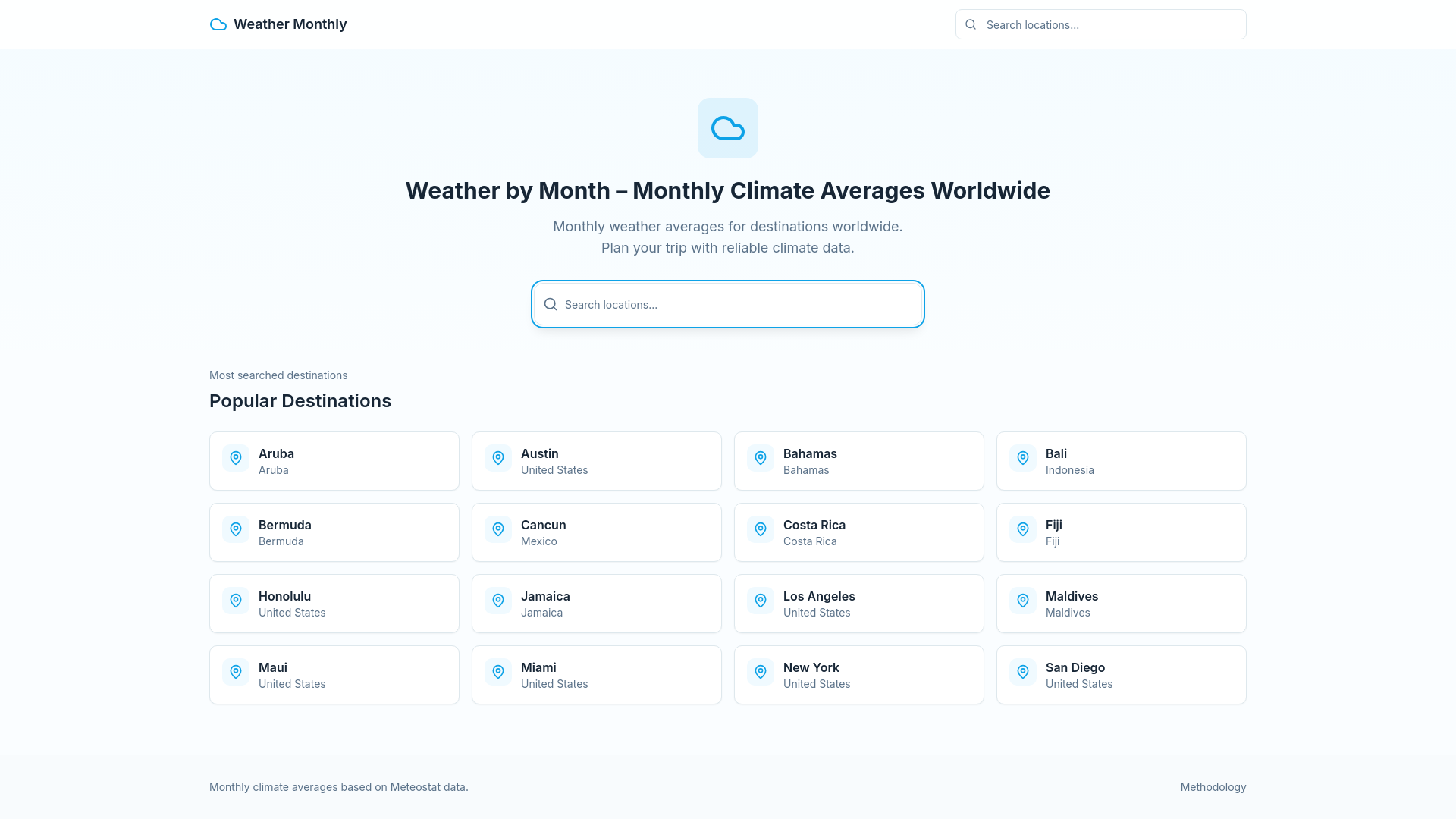Weather Monthly – Monthly Weather Averages Worldwide