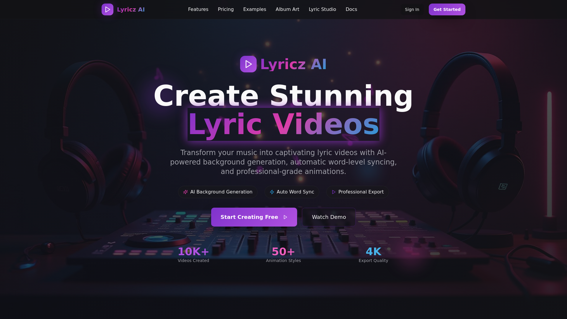 Lyricz AI - Create Stunning Lyric Videos with AI