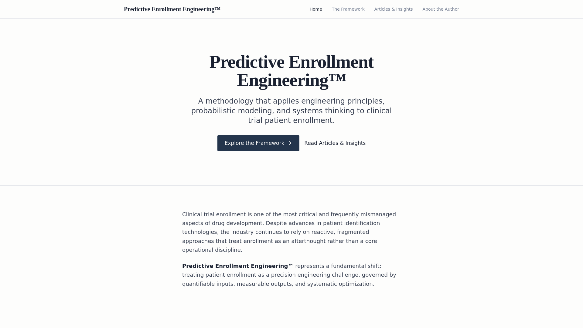 Predictive Enrollment Engineering™ | Clinical Trial Patient Enrollment ...