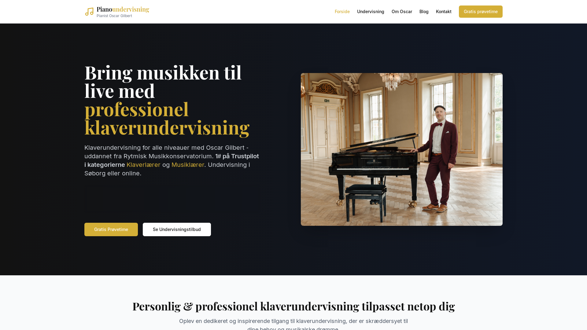 Klaverundervisning: Book en gratis prøvetime hos konservatorieuddannet pianist.