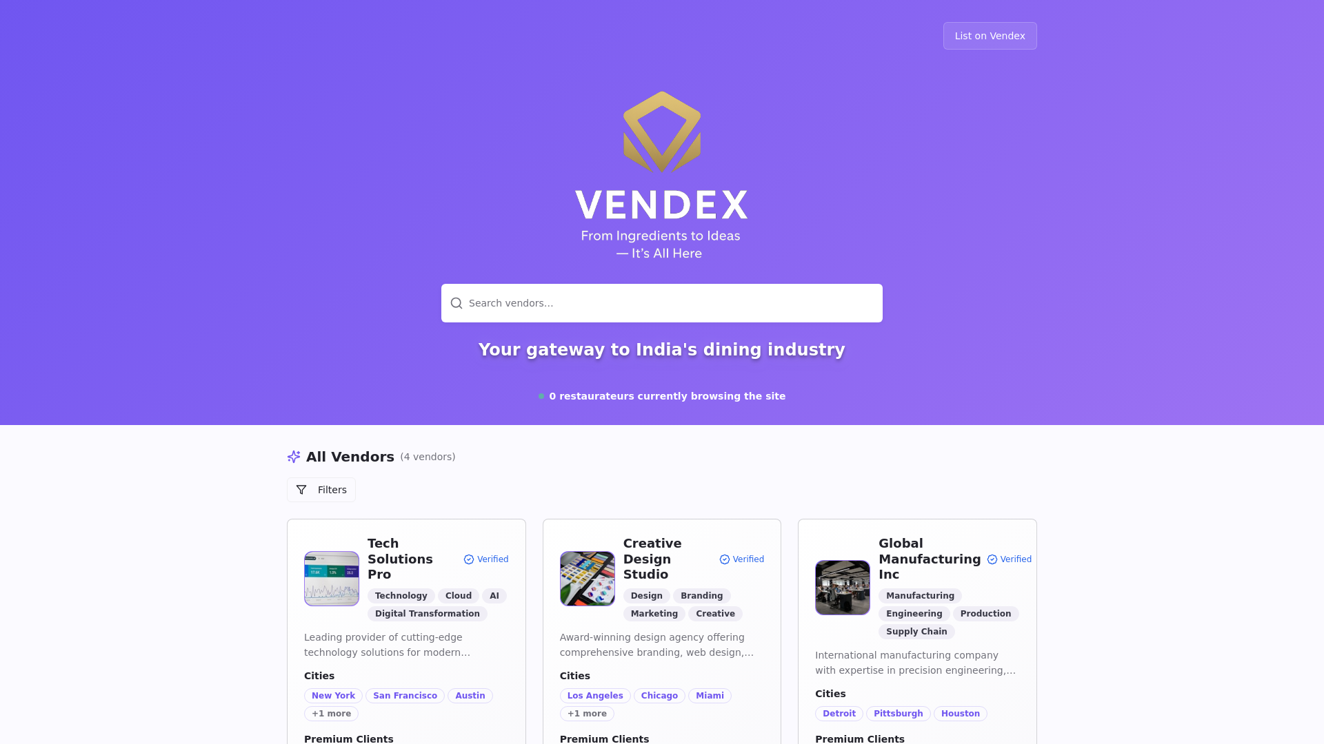 Vendex - From Ingredients to Ideas