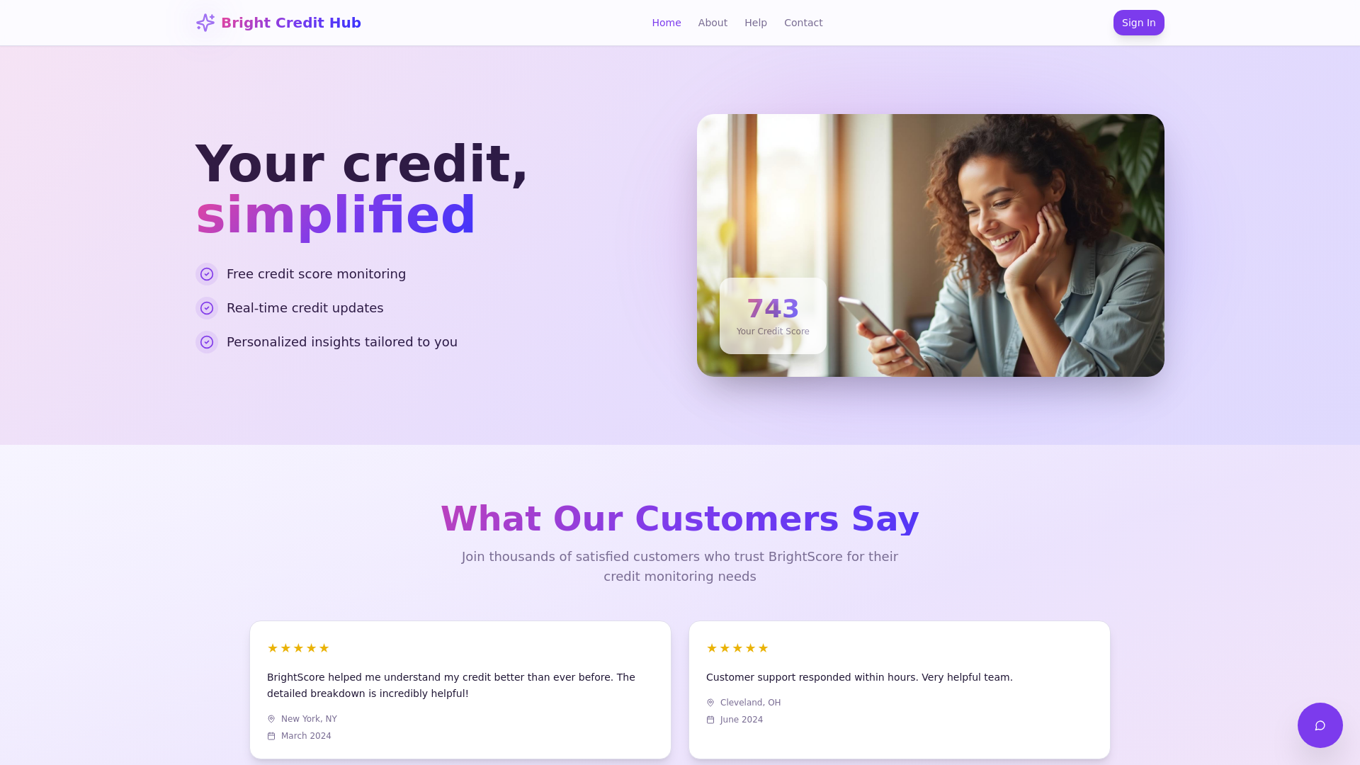 Bright Credit Hub - Your Credit Monitoring Dashboard