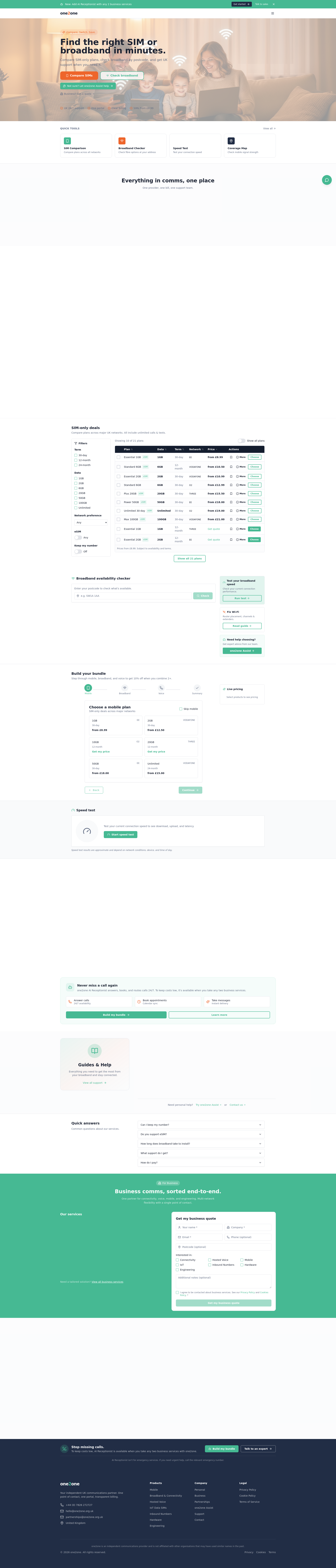 SIM Comparison Tool | one2one
