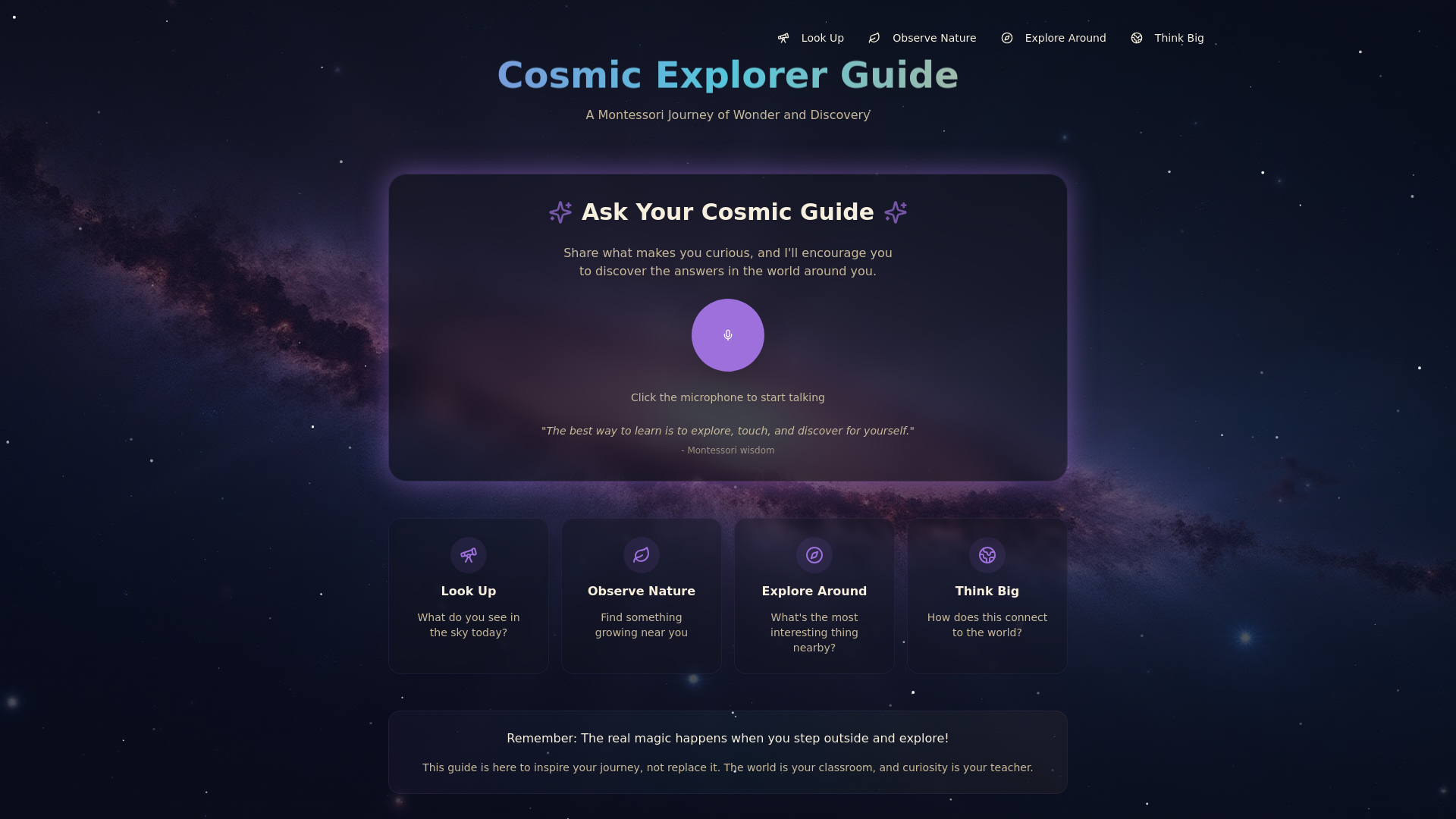 Cosmic Explorer Guide | Montessori Learning