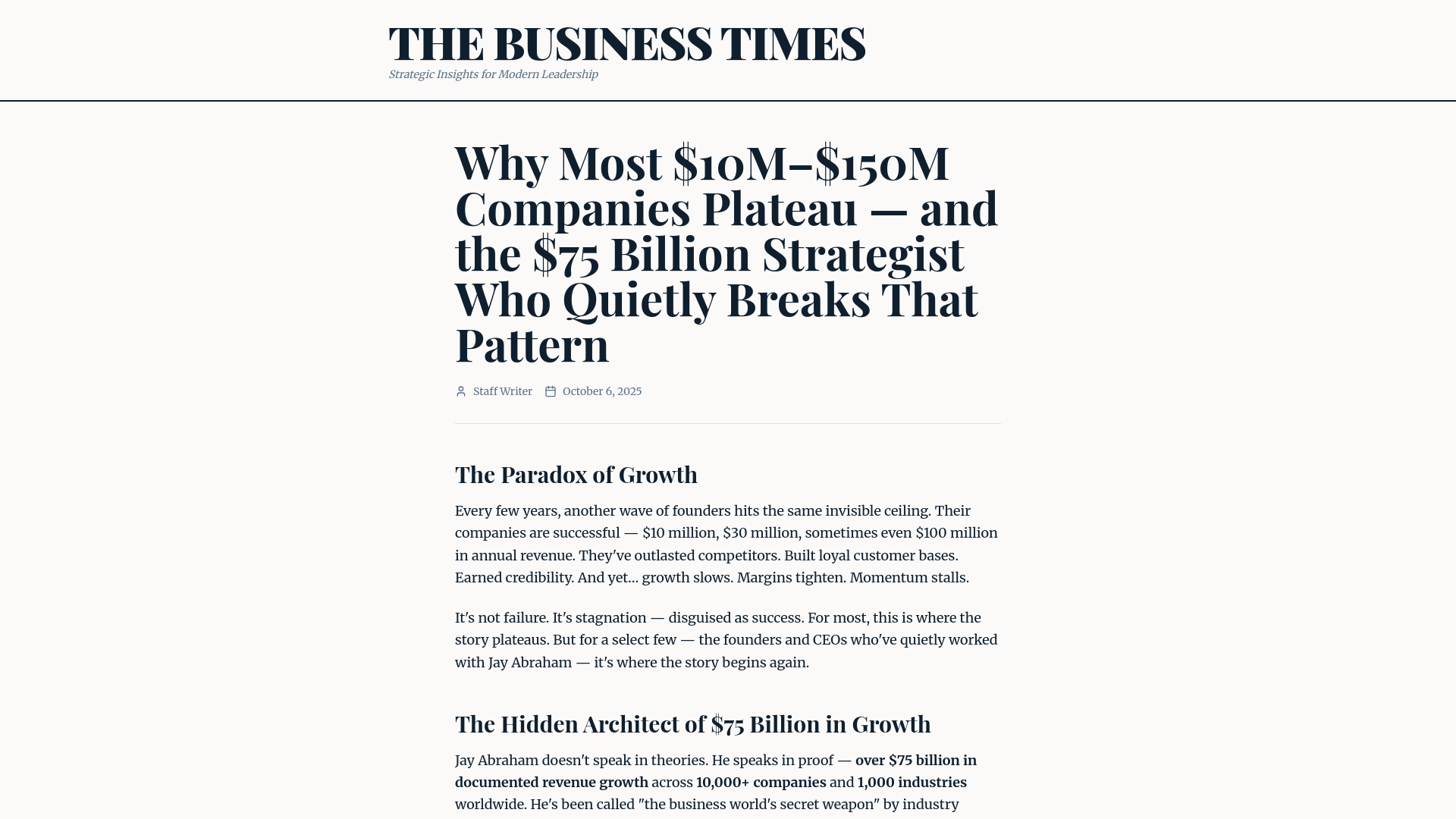 Jay Abraham | The $75 Billion Business Strategist